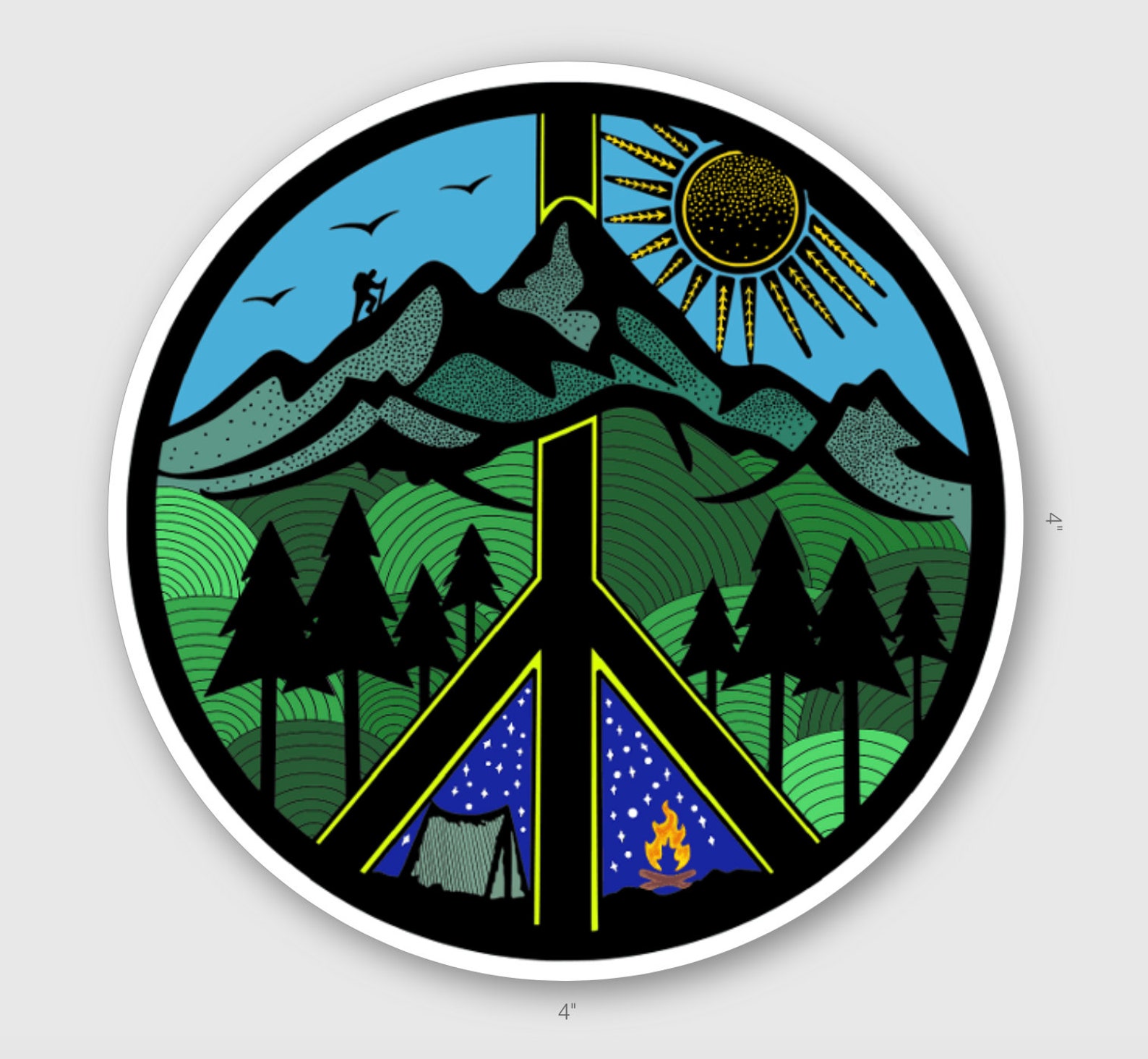Peace Mountains Colored Vinyl Sticker - Vinyl Decal, Car Window Decal ...