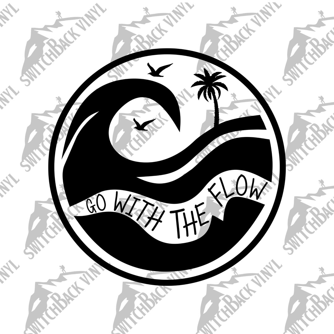 Go With the Flow SVG, Wave SVG, Beach SVG, Summer Digital Design, Beach ...