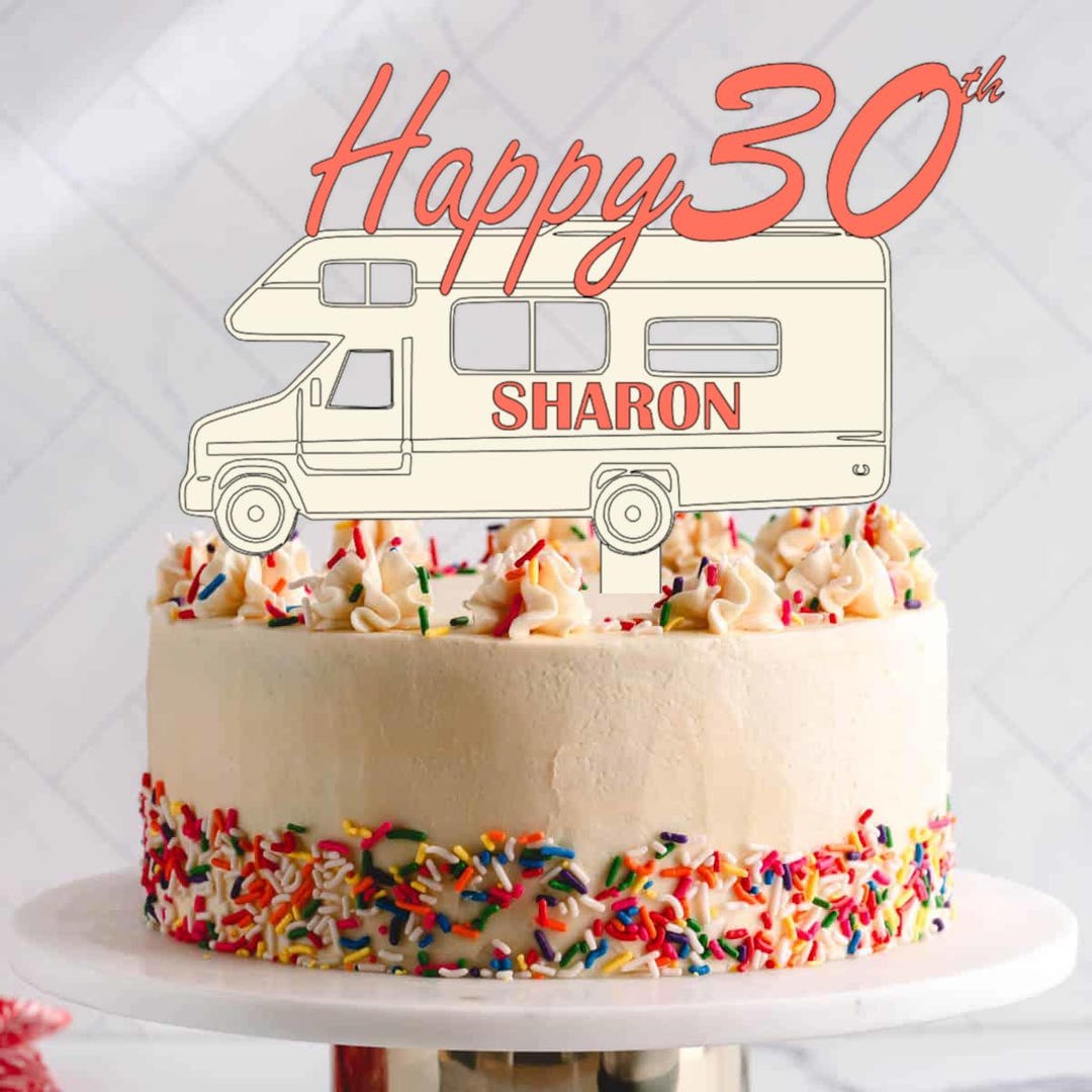Happy Birthday Campervan Cake Topper; Customisable Name and Age, With ...
