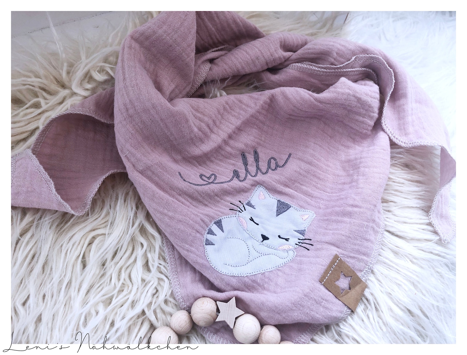 Musselin Tuch für Kinder Halstuch mit Katze personalisiert mit | Etsy