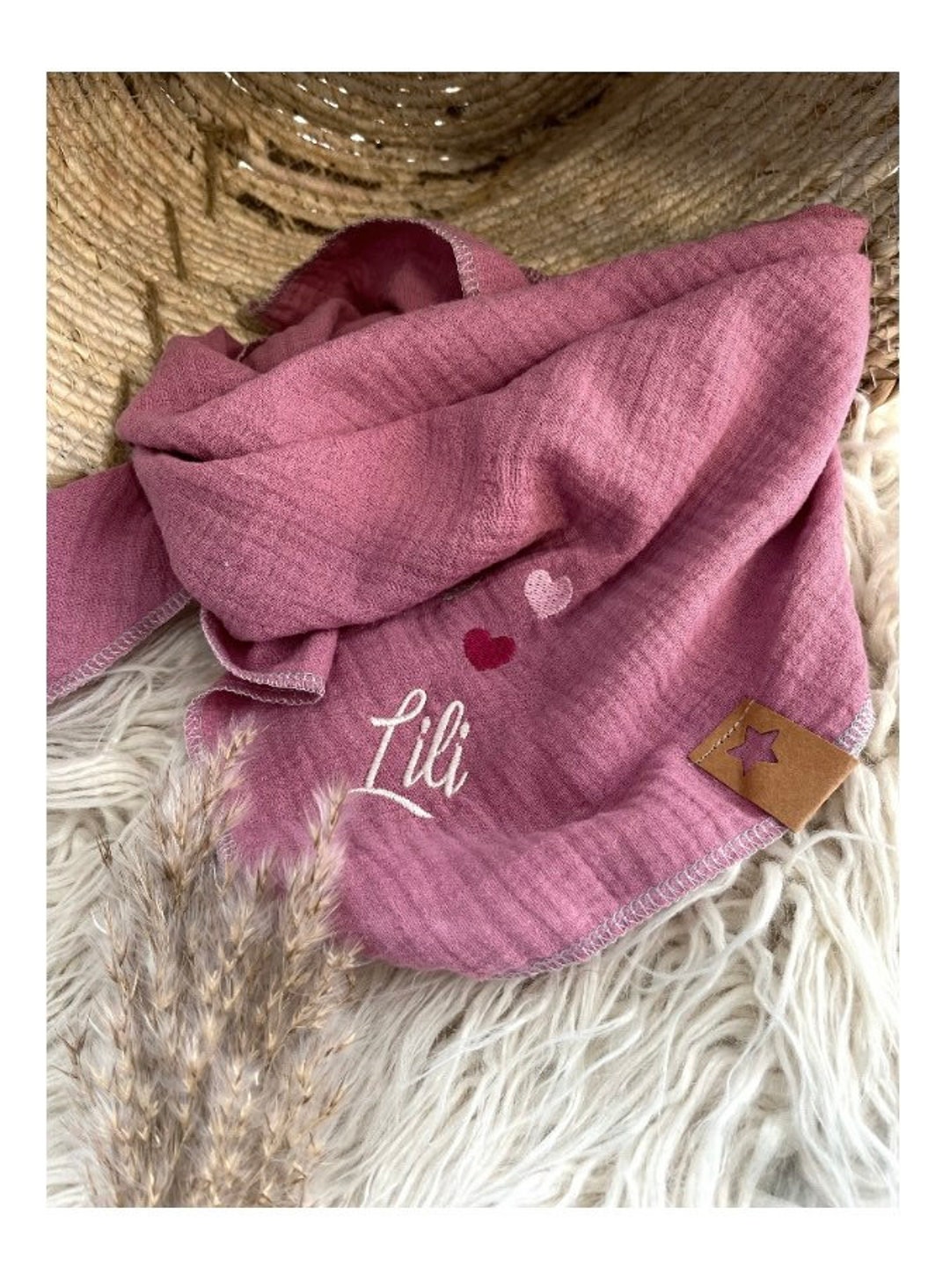 Musselin Tuch für Kinder Halstuch mit Herzen personalisiert - Etsy ...