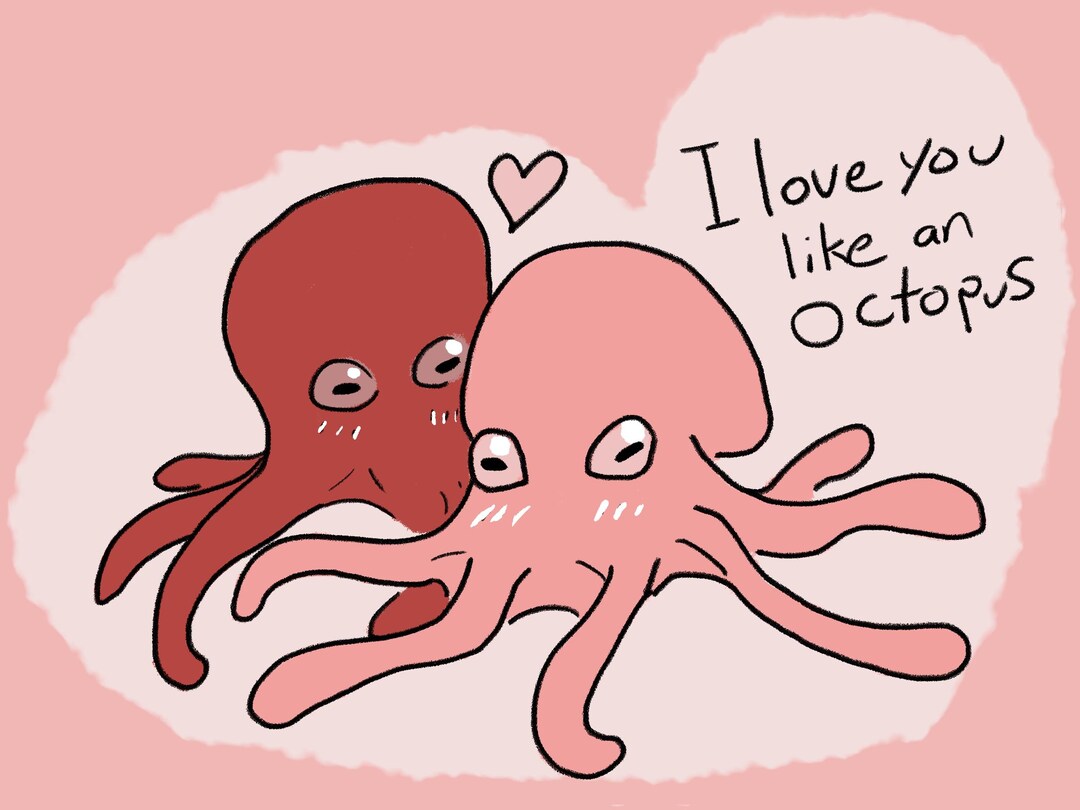 Valentine's Day I Love You Like an Octopus Printable Card 8x6 Inches ...