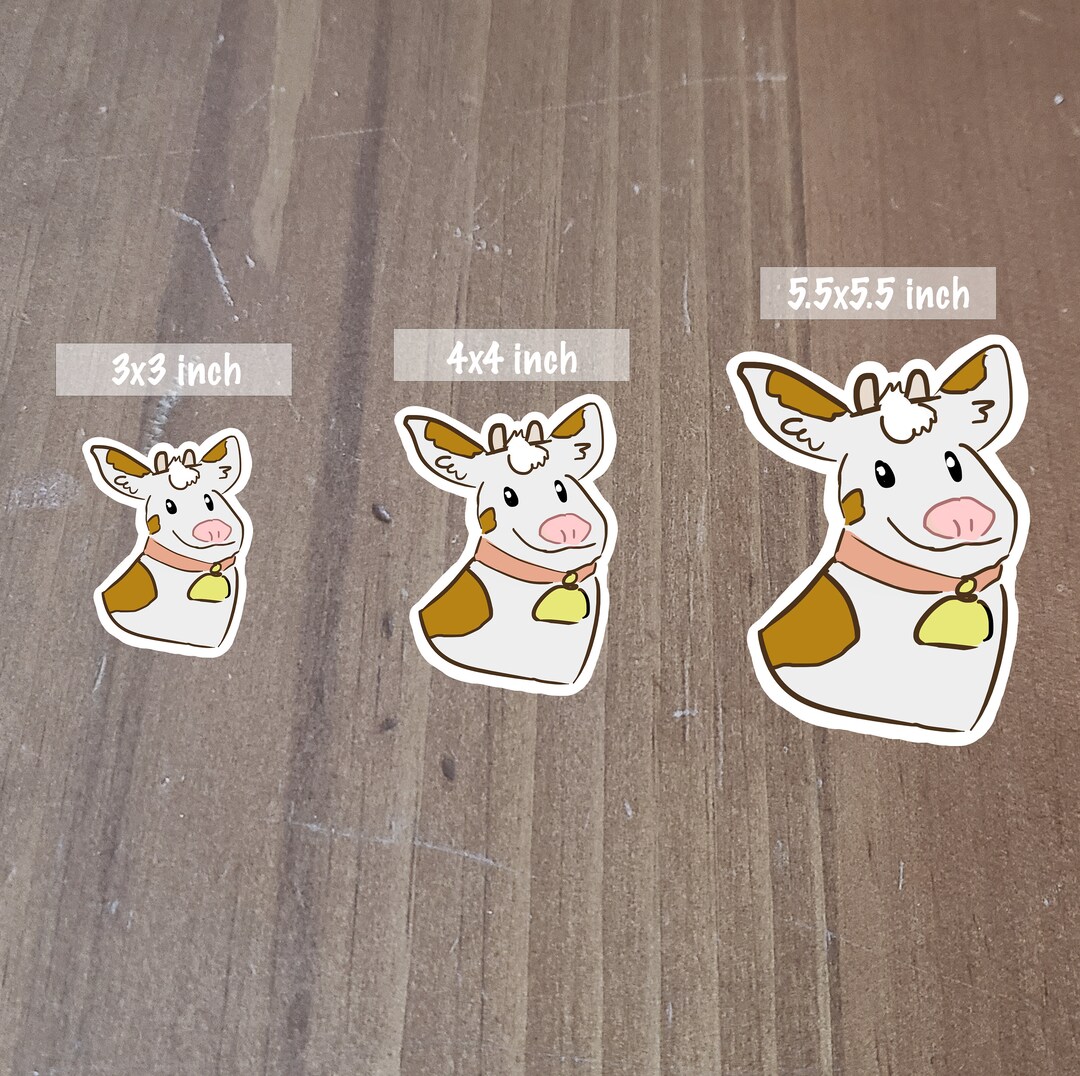 Happy Cow Sticker Animal Print Cute Farm Animal Art Collectable pink ...