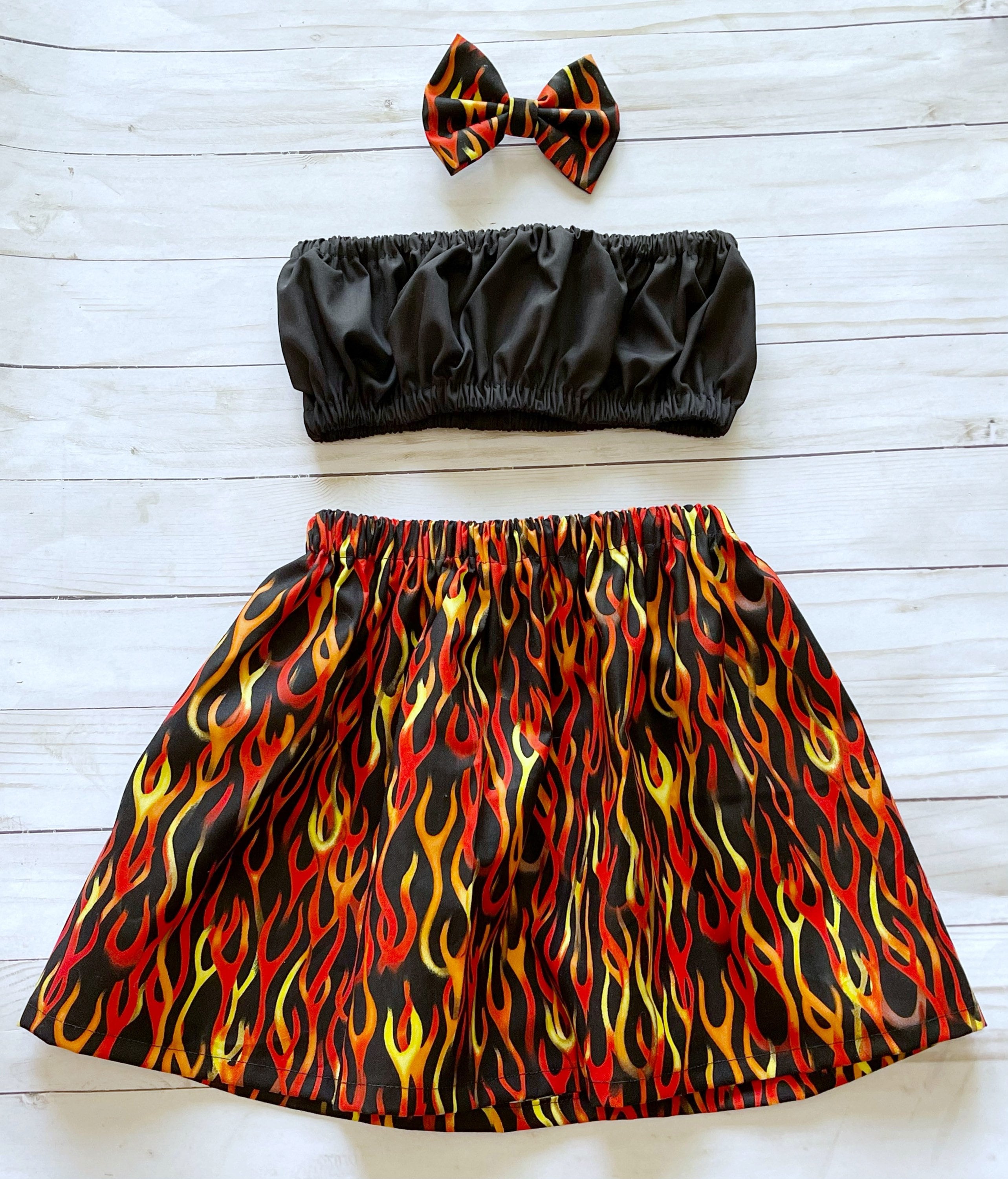 Flame Outfit, Girls Summer Outfits, Fire Outfit, Flame Skirt, Girls ...