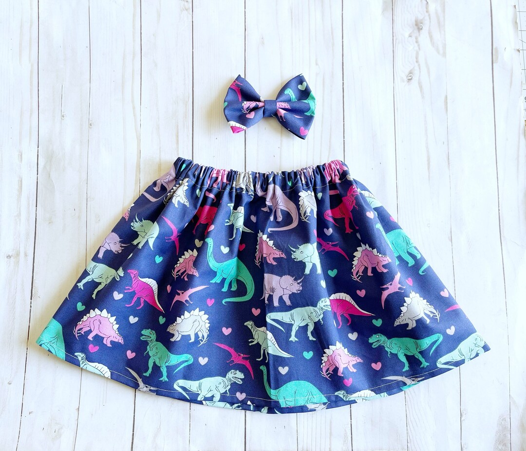 Dinosaur Skirt and Bow Set Girls Dinosaur Outfit Girls - Etsy