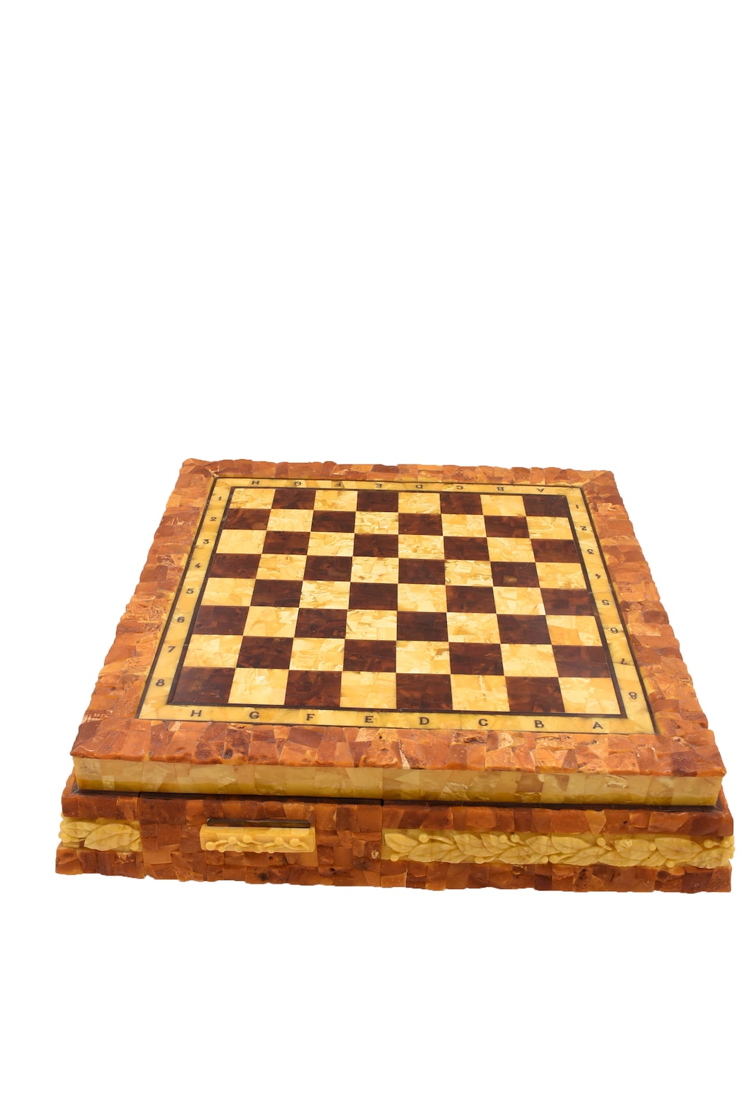 Baltic Amber Gemstone Chess Board Box, Included With Two Sliding ...