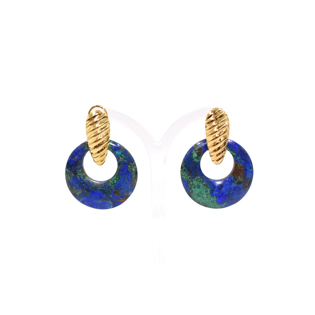 Azurite Malachite Circle Earrings, Elegant Earrings, Fashion Earrings ...
