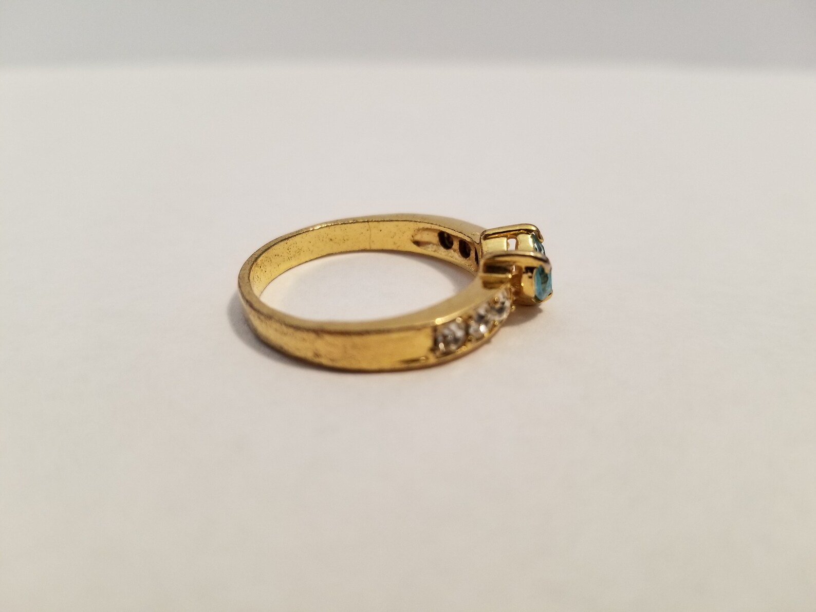 DAC Brand Gold Tone Ring with Cubic Zirconia and Ice Blue | Etsy