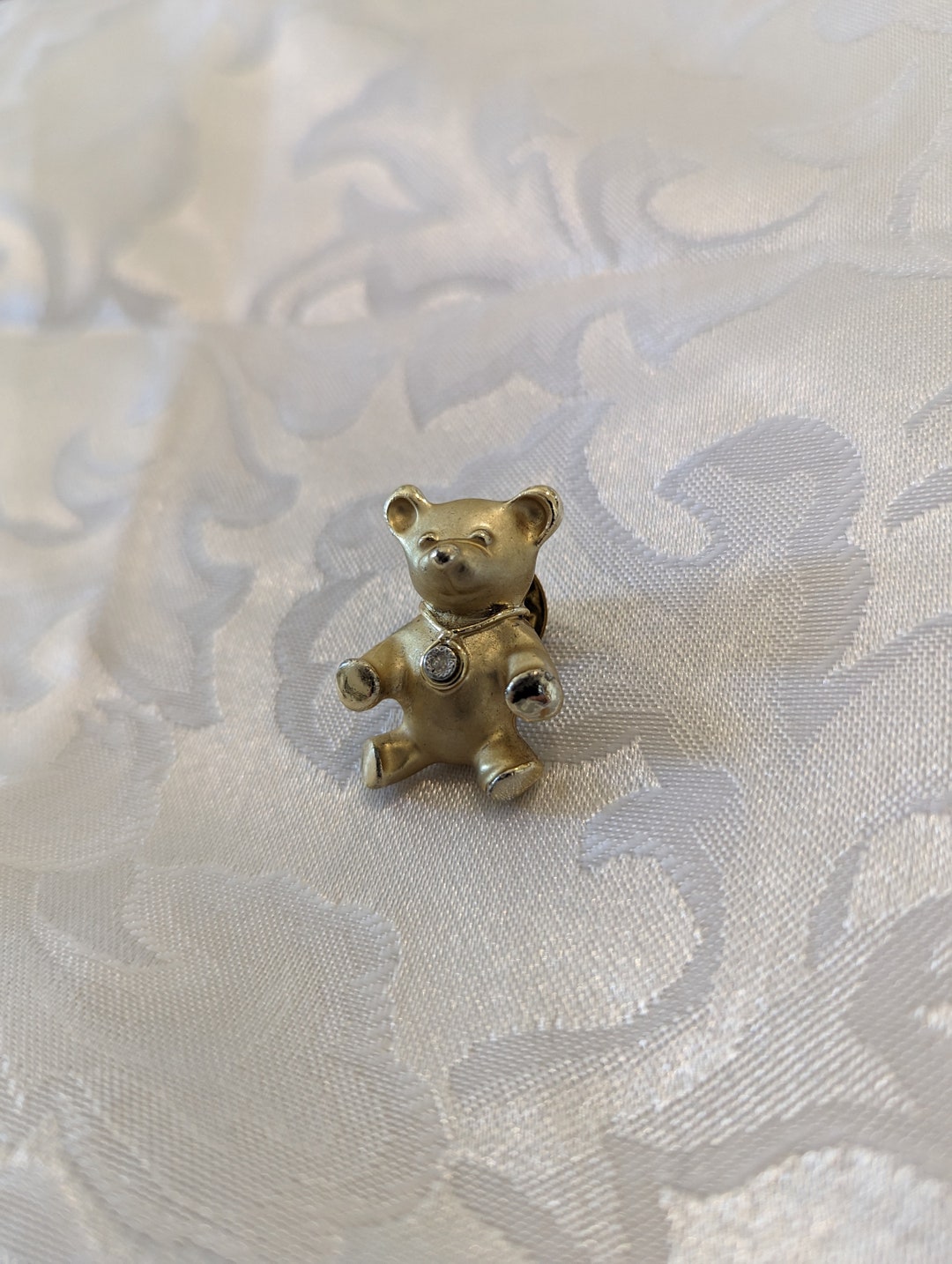 Vintage Gigi Giusti Gold Tone Teddy Bear With Diamond Chip - Etsy