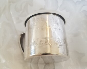 Silver Baby Cup Mug Oneida Silver-plate With Faces and Alphabet Vintage ...