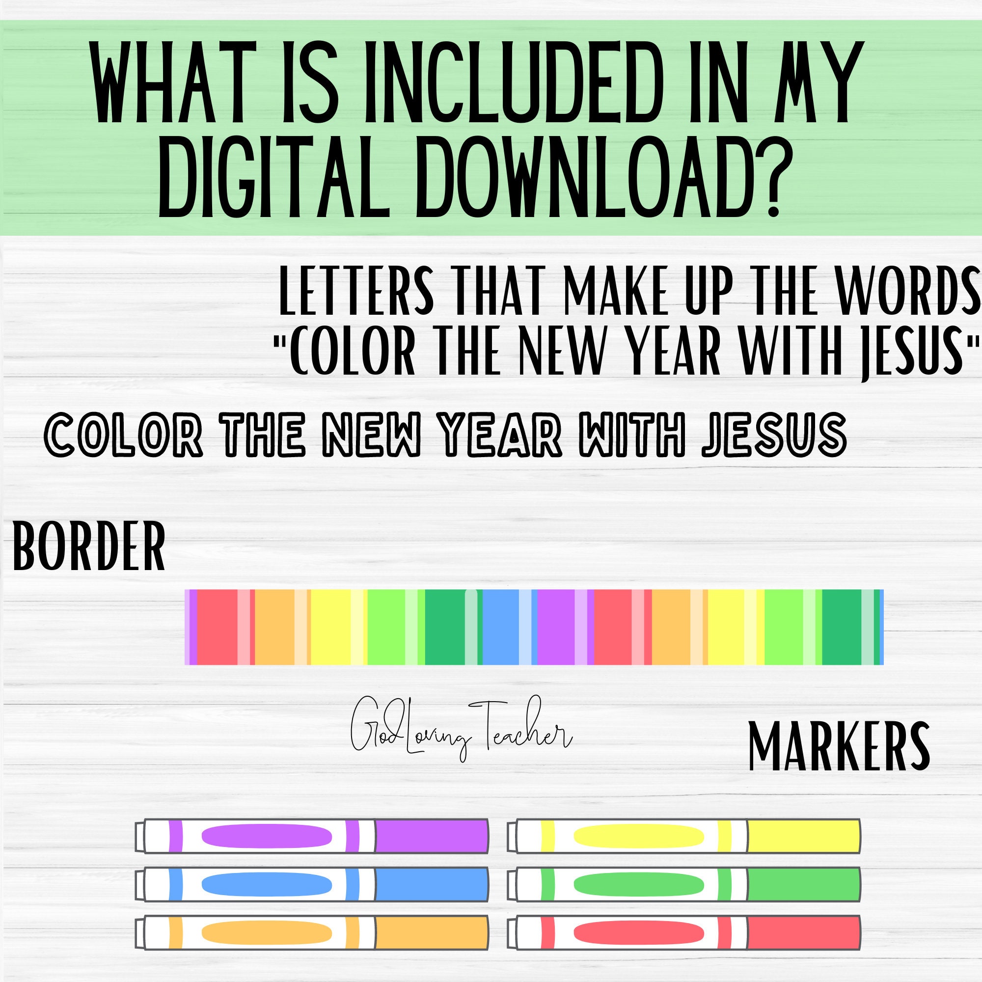 Color the New Year With Jesus Christian Bulletin Board Set Christian ...