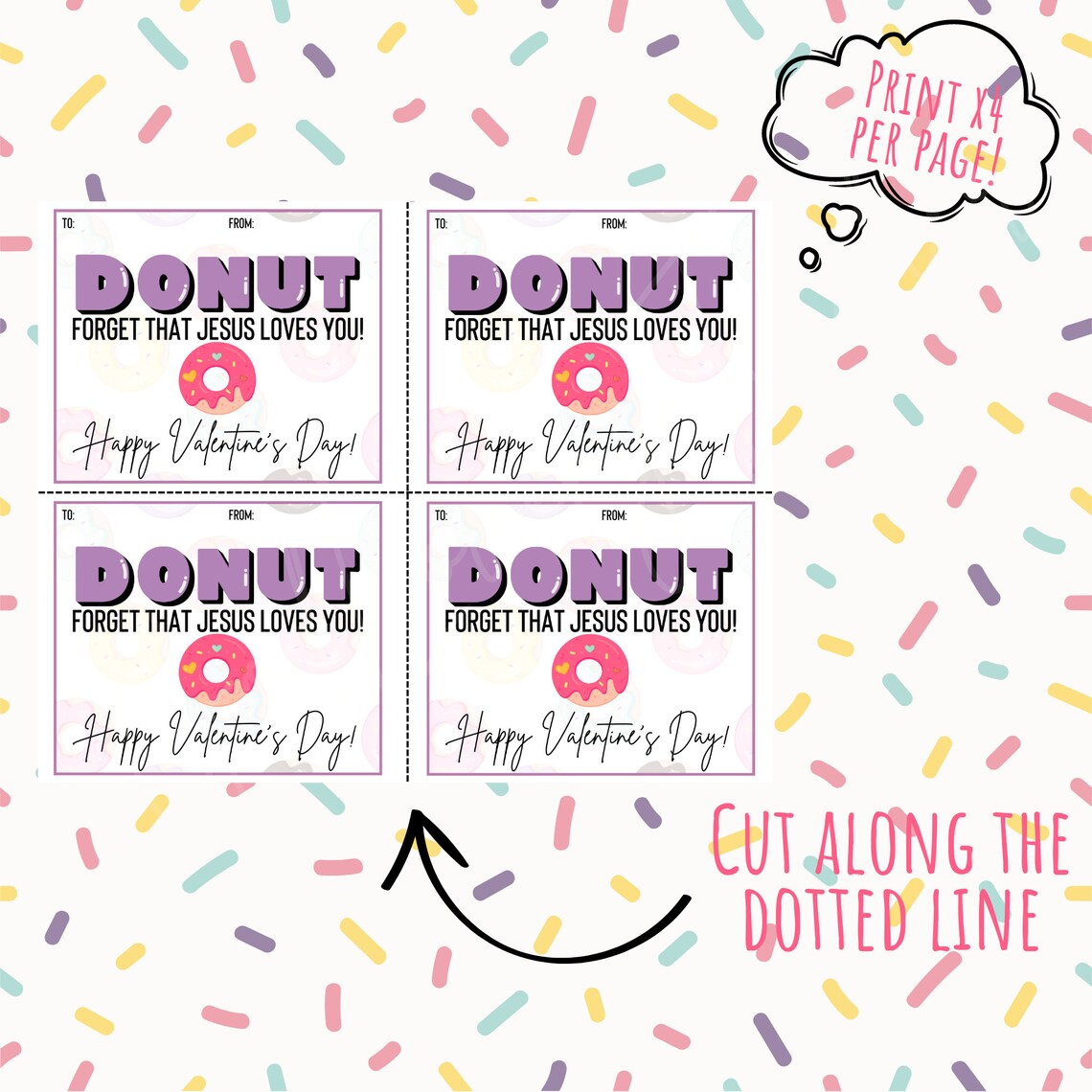 Donut Forget Jesus Loves You - Printable Valentine's Day Card ...