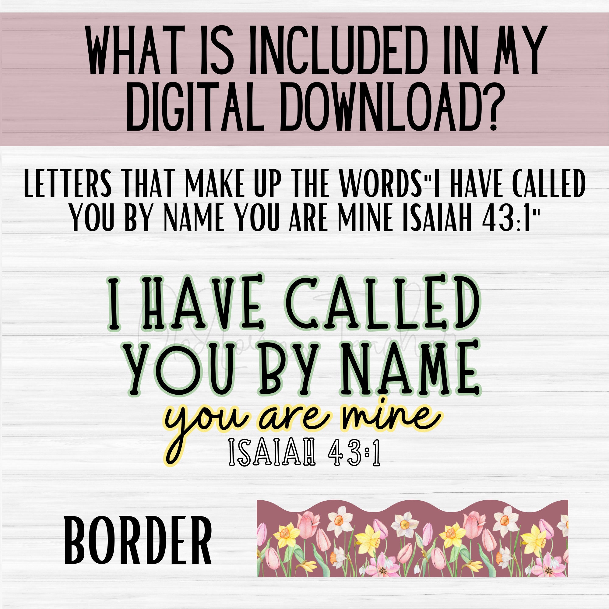 I Have Called You by Name Isaiah 43:1 - Christian Bulletin Board Set ...