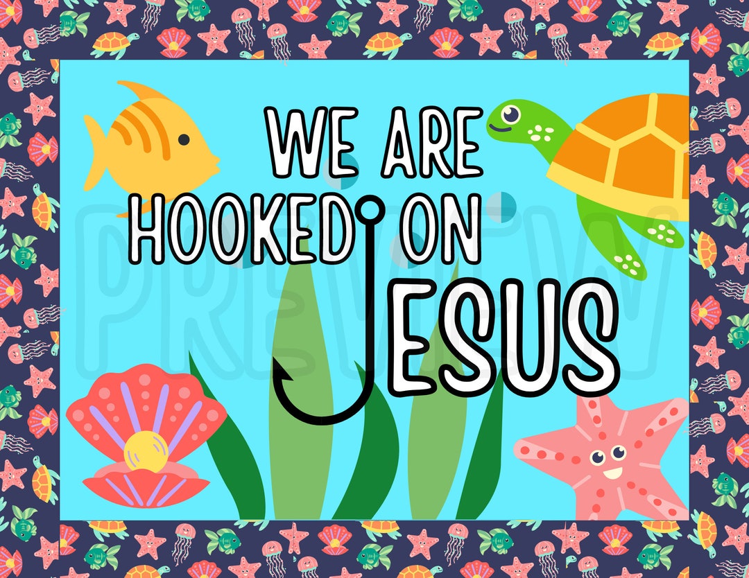 We Are Hooked on Jesus Christian Bulletin Board Set - Etsy