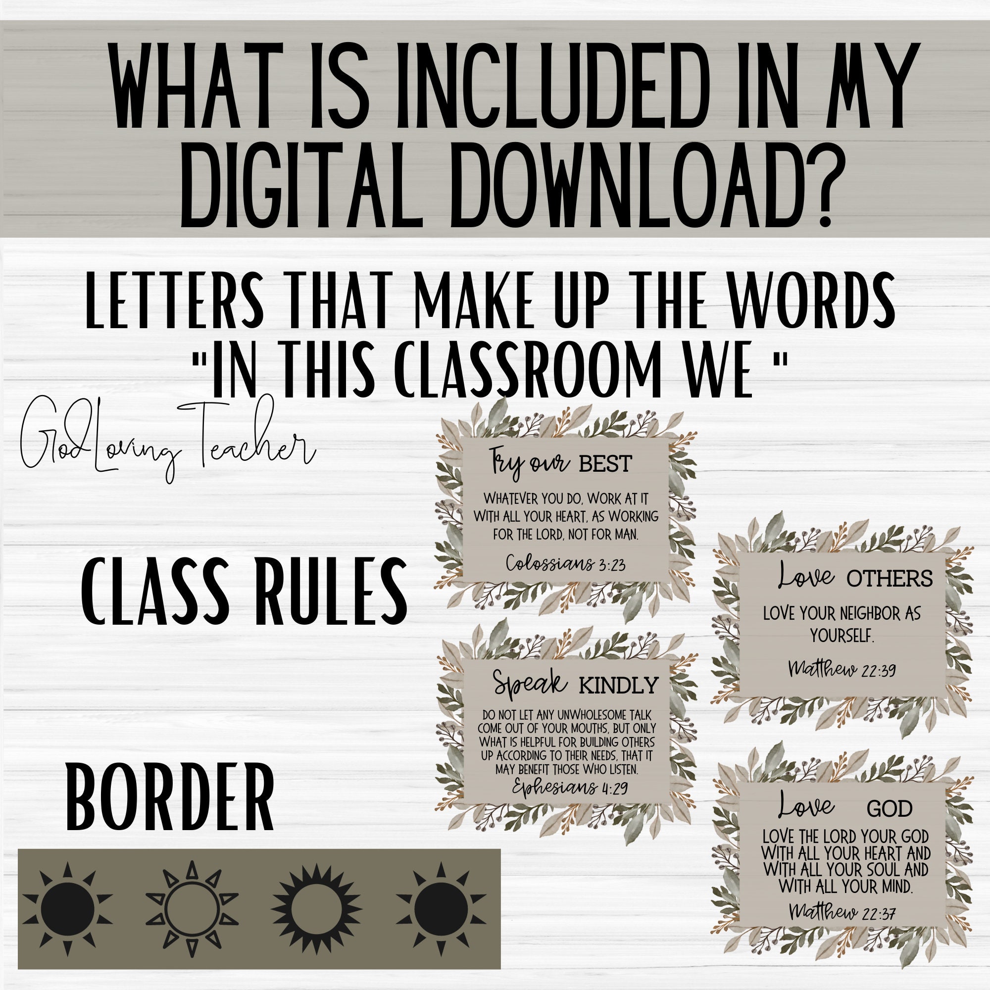 Classroom Rules - in This Classroom We - Christian Bulletin Board Set ...