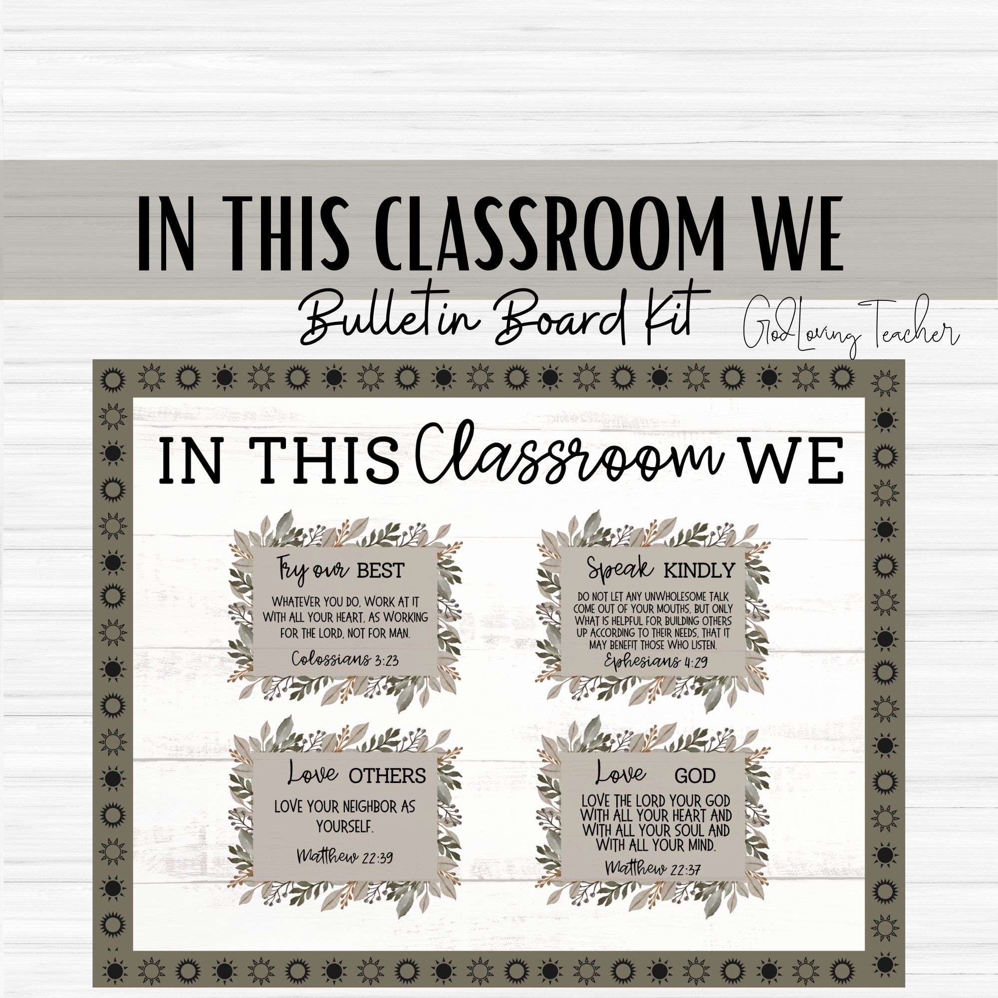 Classroom Rules - in This Classroom We - Christian Bulletin Board Set ...