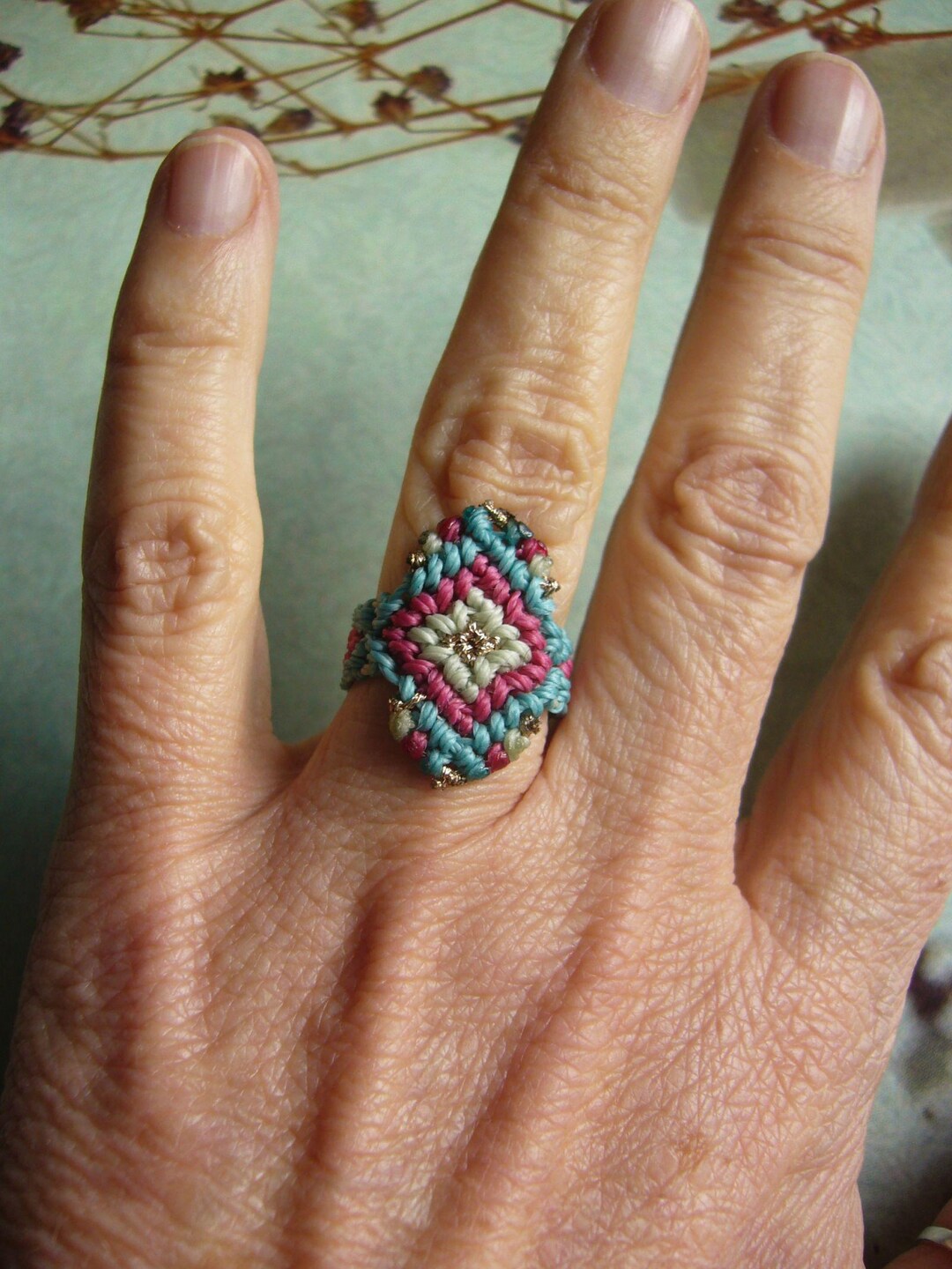 Macrame Ring, Band Ring, Micromacrame Ring, Gift for Woman, Casual, Colorful - Etsy