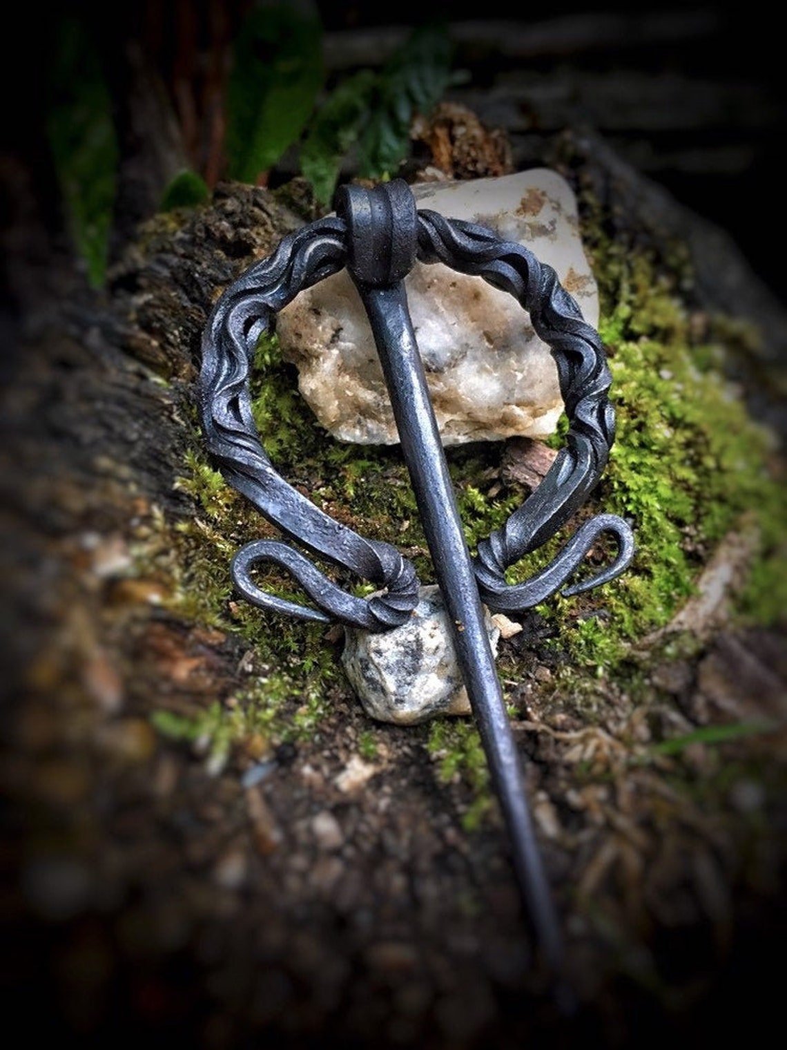 Hand forged twisted brooch Iron brooch Viking accessories | Etsy