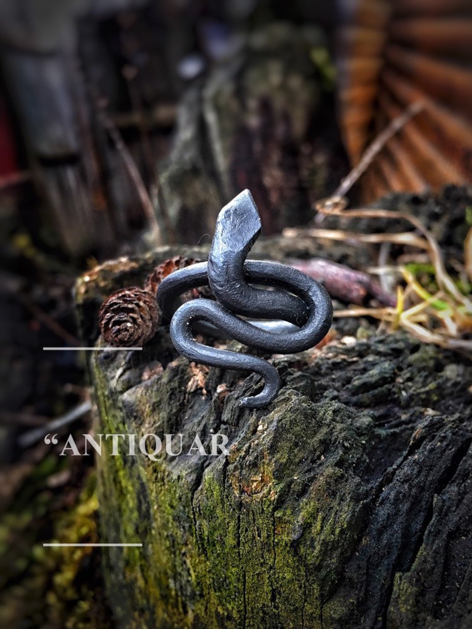 Iron Snake Ring/goth/serpent/jormungandr/pagan/viking/forged/blacksmith ...