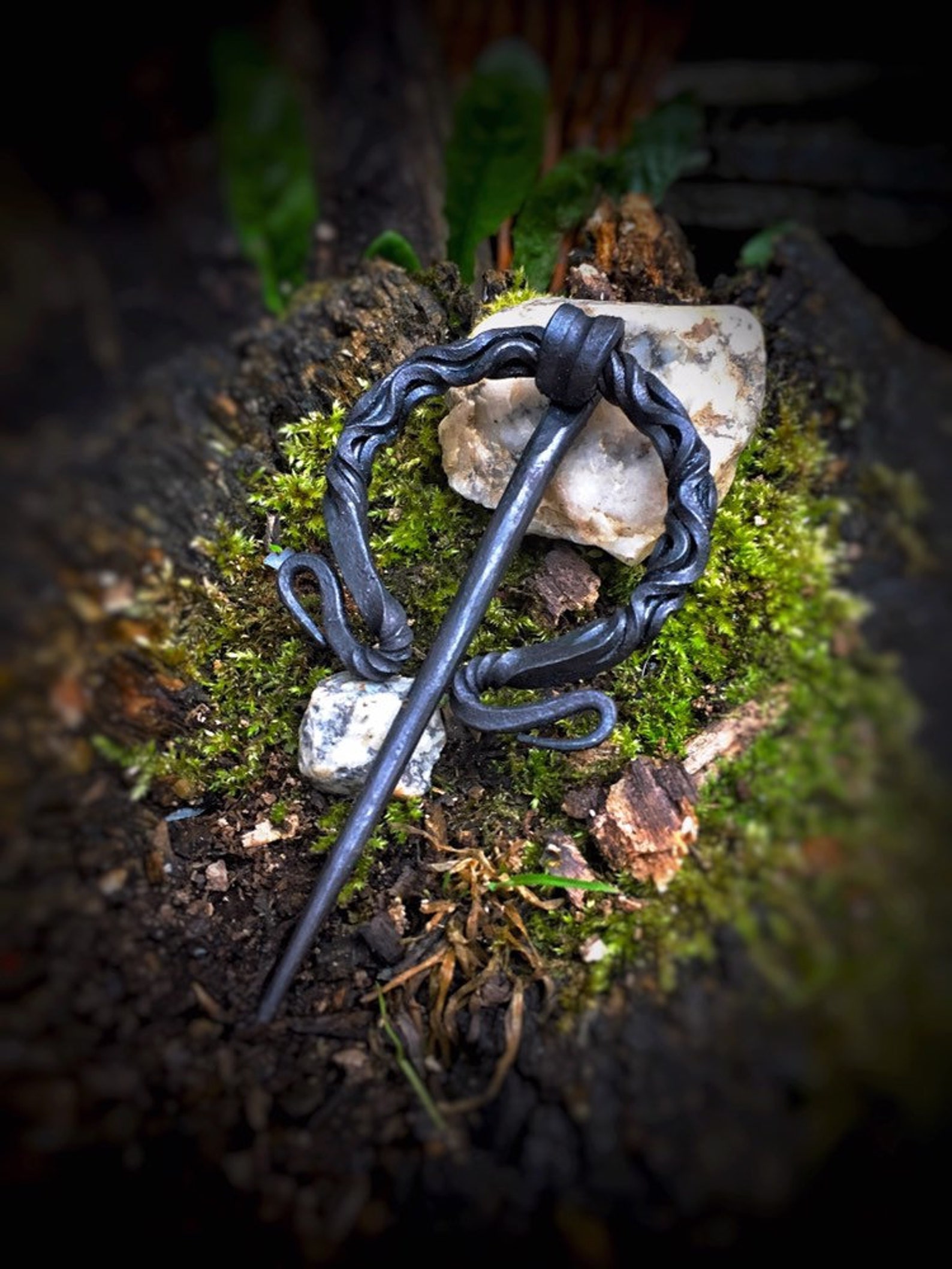 Hand Forged Twisted Brooch Iron Brooch Viking Accessories - Etsy