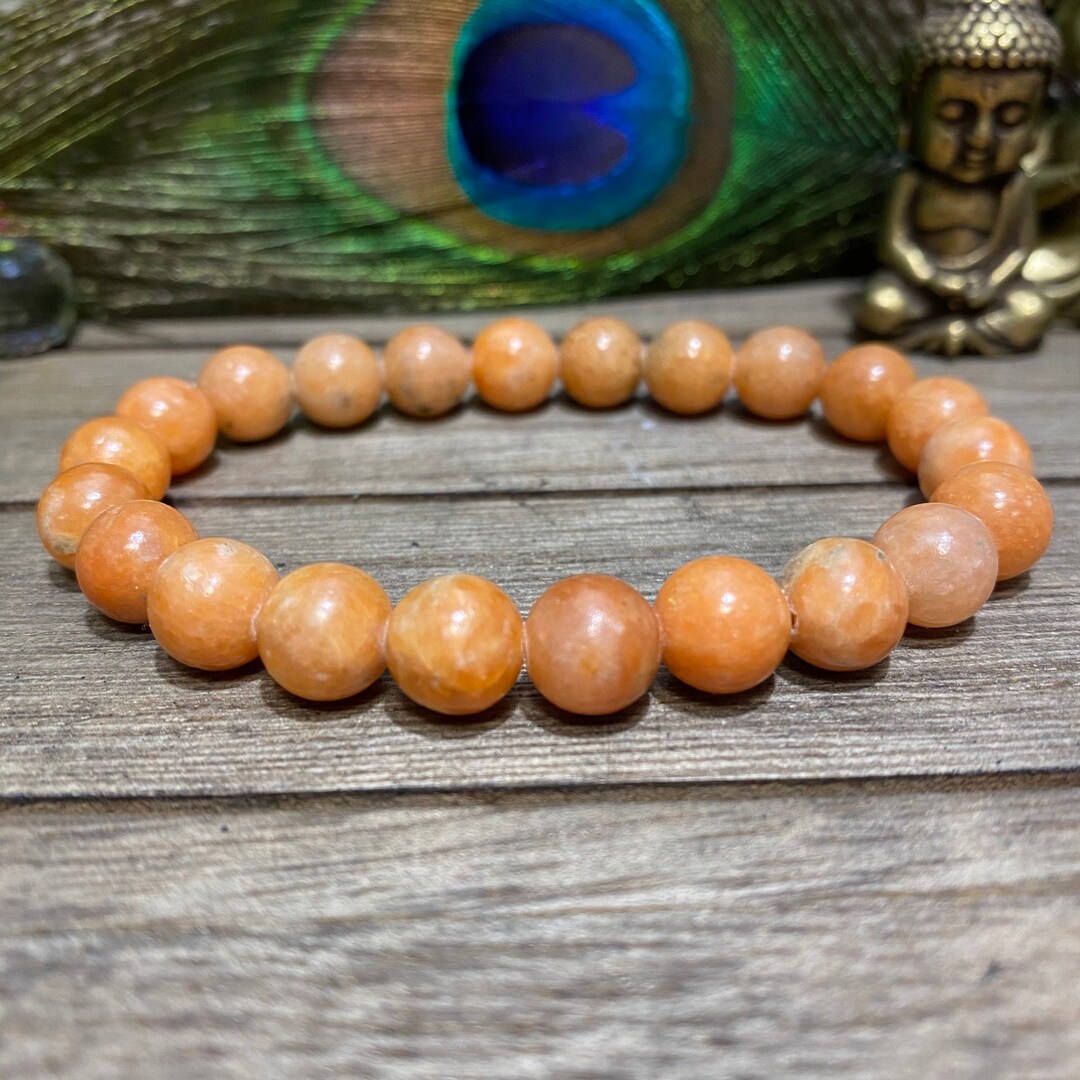 Orange Calcite , Orange Calcite Bracelet, Orange Calcite Beads, Mala ...