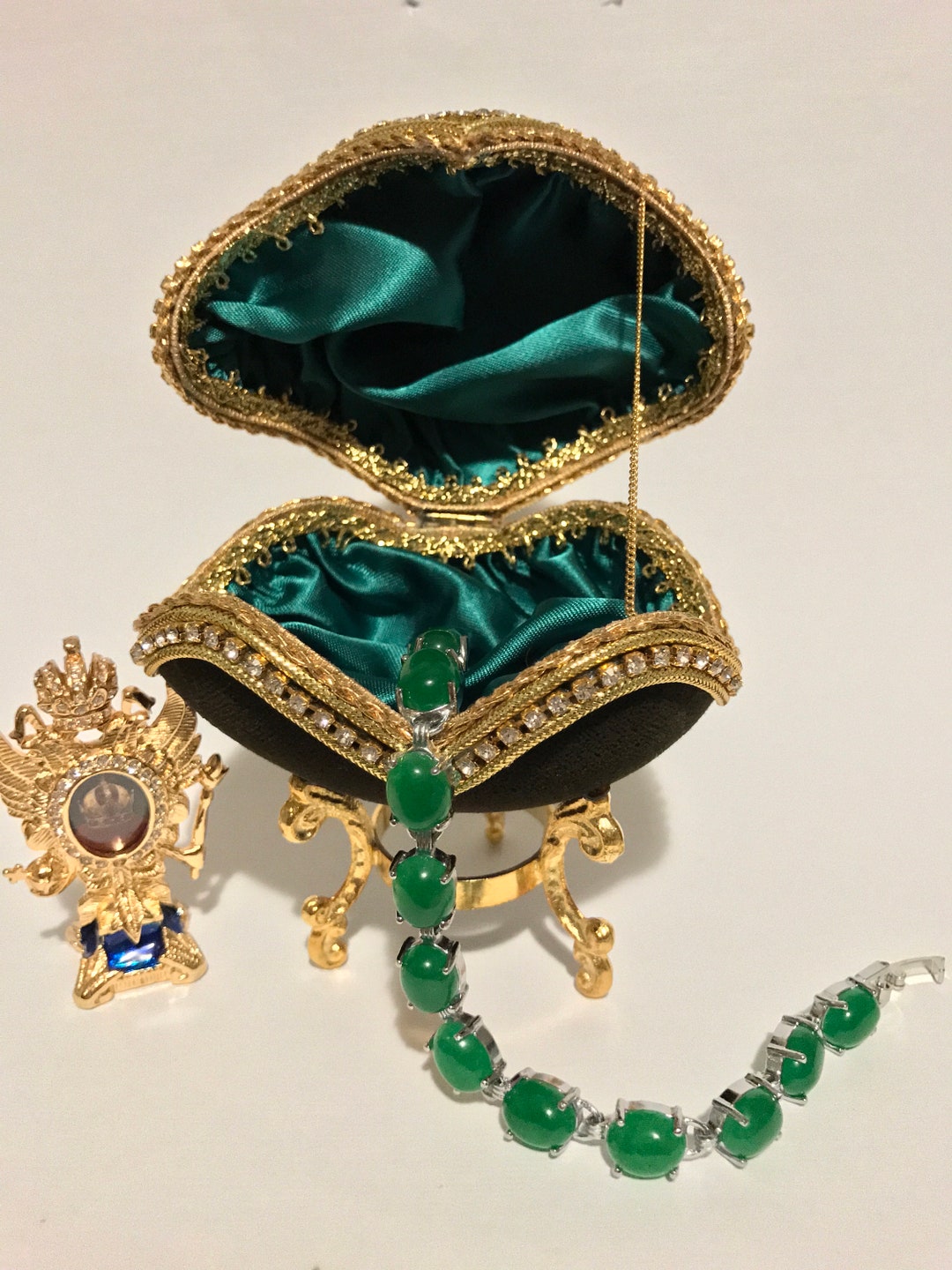 Imperial Jade Bracelet, Stunning Royale Jadeite Emerald Bracelet Silver ...