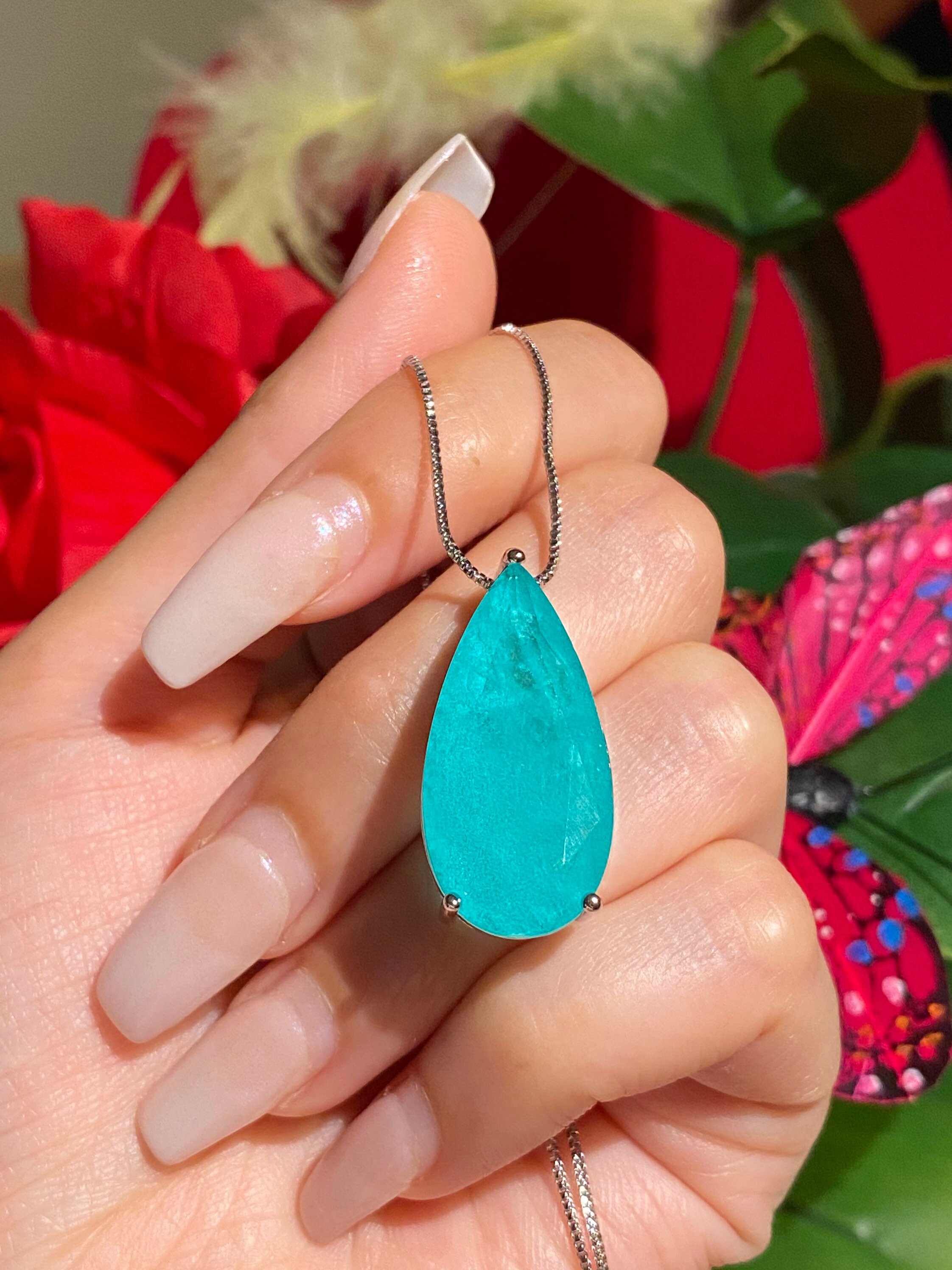 Anillo eléctrico de neón azul natural paraiba Tourmaline gran | Etsy