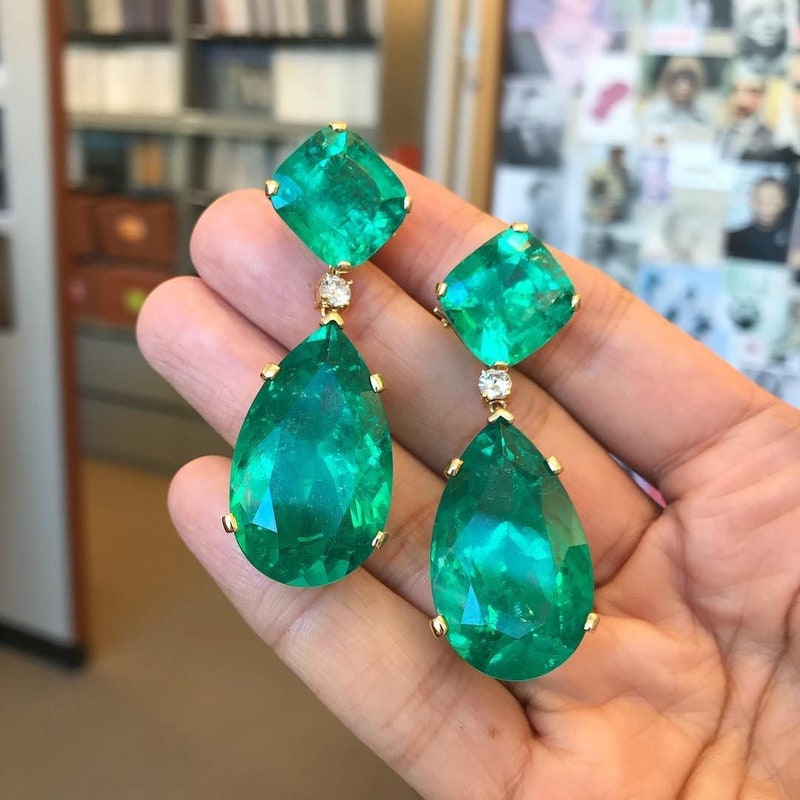Emerald Drop Earring - Etsy
