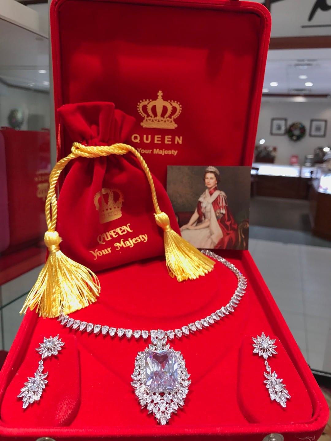 Queen Inspired, Majestic Diamond Jewelry Set, Diamond Necklace and ...