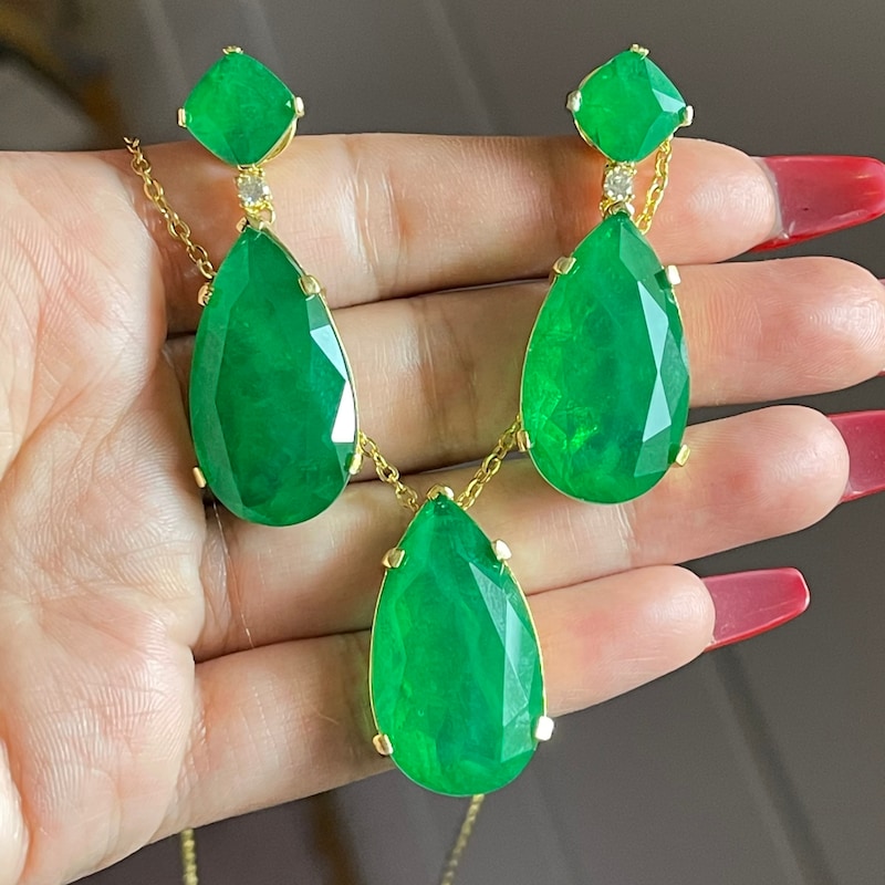 Genuine Emerald Jewelry - Etsy