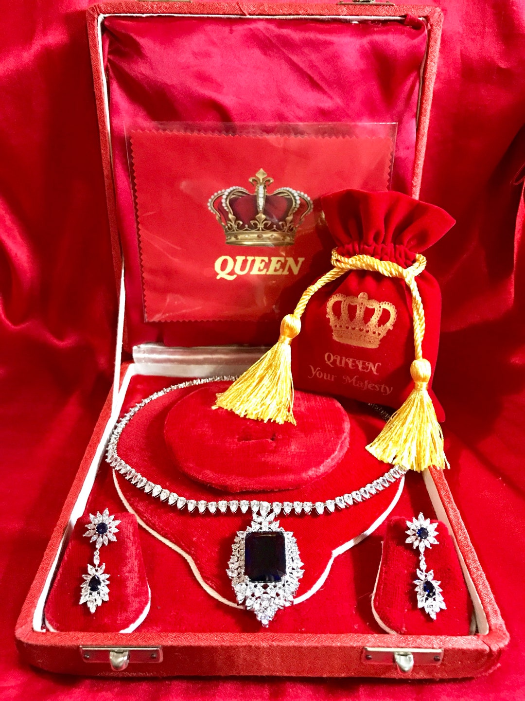 Imperial Elegance, Sapphire and Diamond Jewelry Set, Inspired by Queen ...