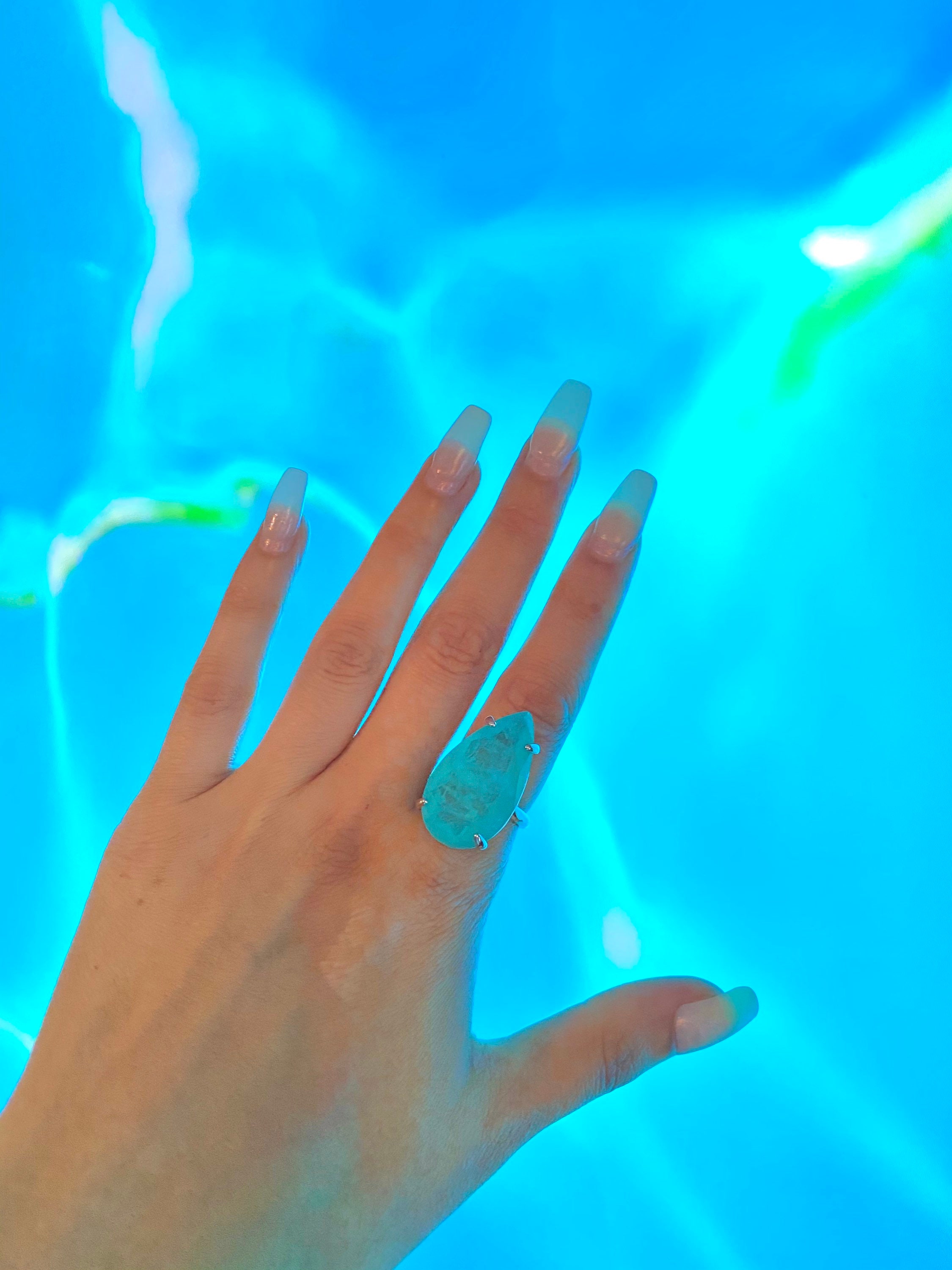 Anillo eléctrico de neón azul natural paraiba Tourmaline gran | Etsy