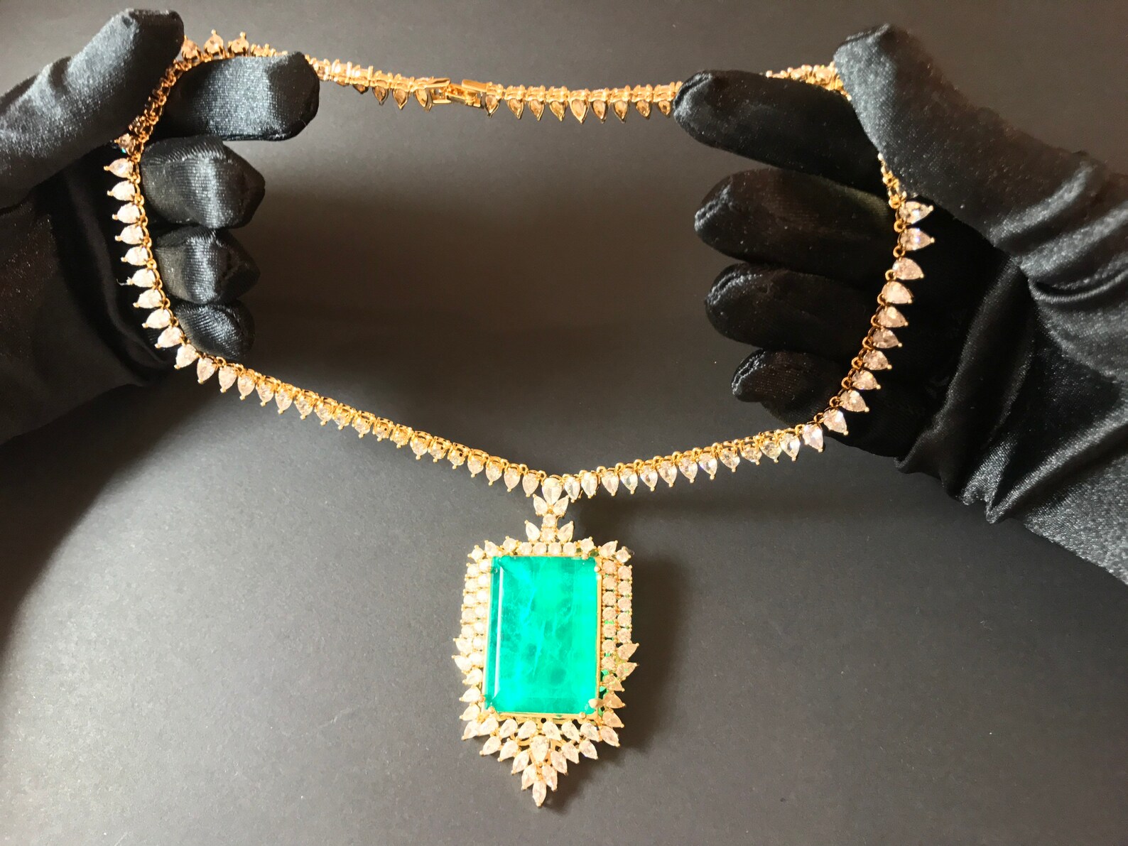 Fabulous Natural Colombian Emerald Muzo Charm Necklace in 18K Yellow ...