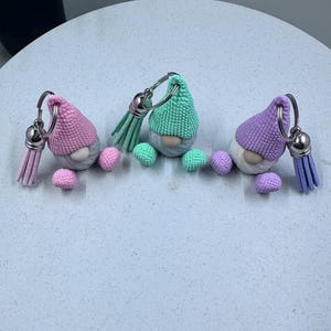 Spring 3D Printed Gnome Keychain: Knitted Texture, Crochet-inspired, Tassel Charm for Backpacks ...