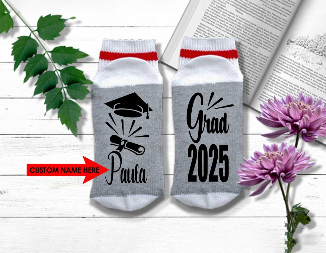 Custom Graduation Socks - Grad 2025 With Name - Personalized Socks for ...