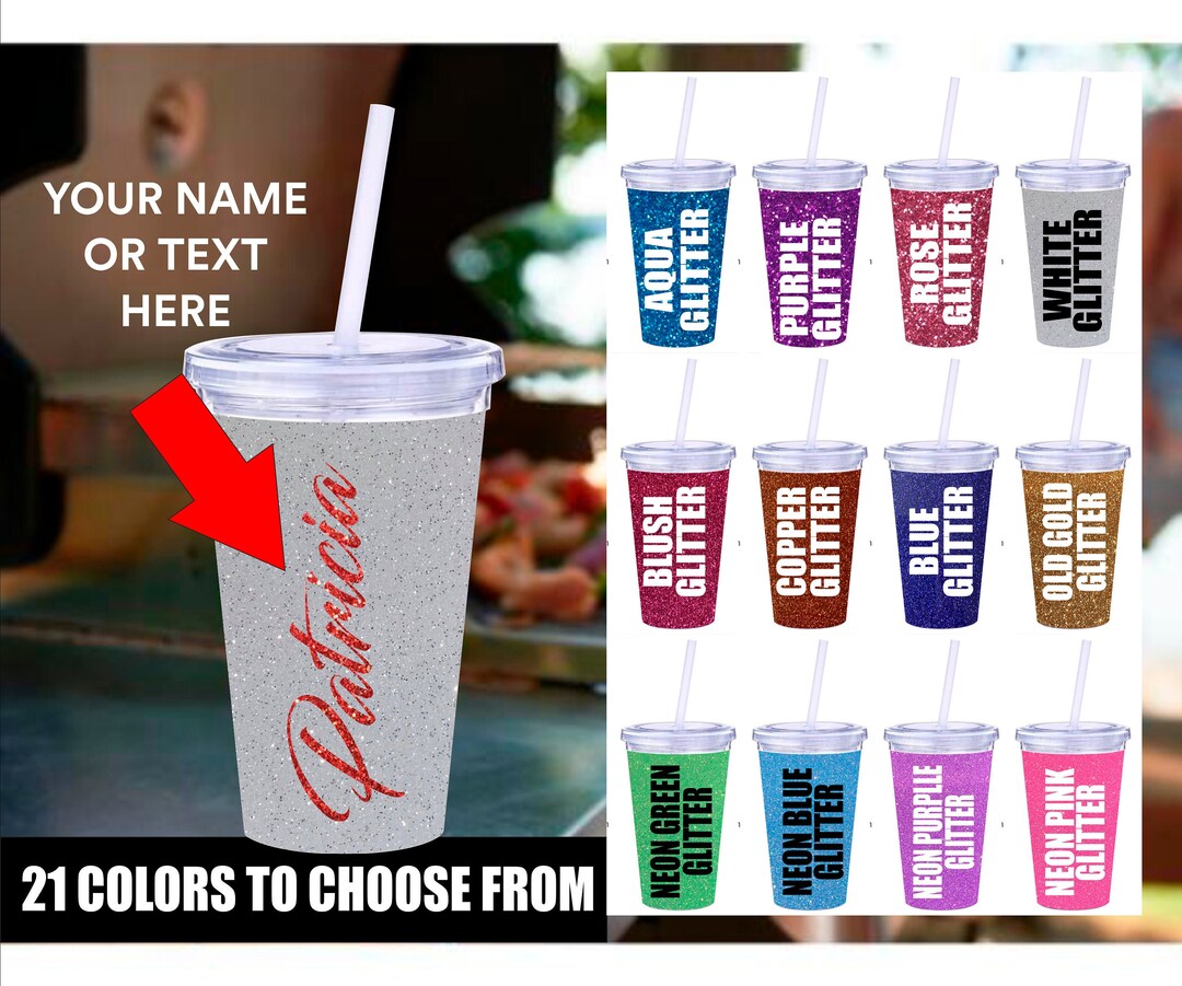 CUSTOM With Your NAME - 16 Oz Bling Glitter - Plastic Cup - Etsy