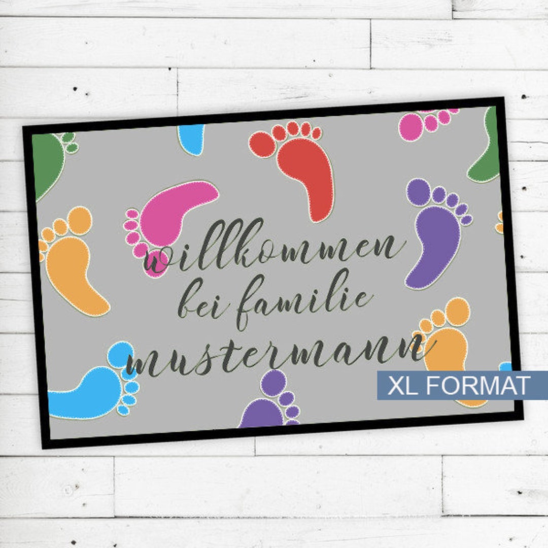 Floor Mat "footprint" With Your Name or Text Non-slip | Washable | High ...