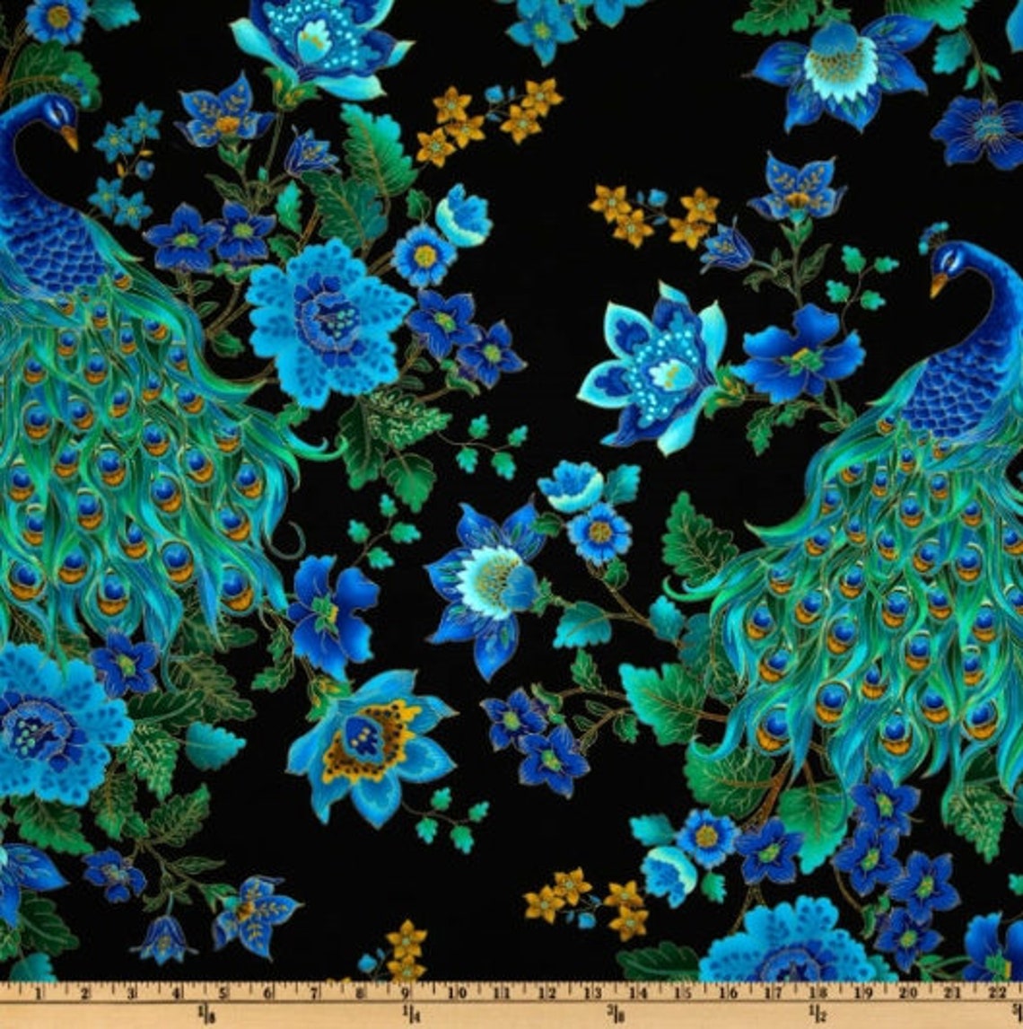 Fabric With Peacocks Peacock Fabric by the Yard - Etsy