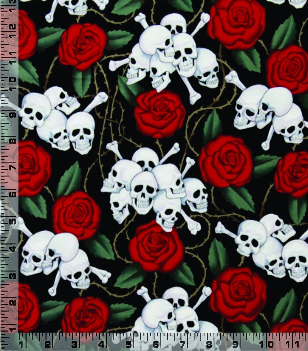 Skeleton Fabric – Goth Fabric by the Yard - Etsy