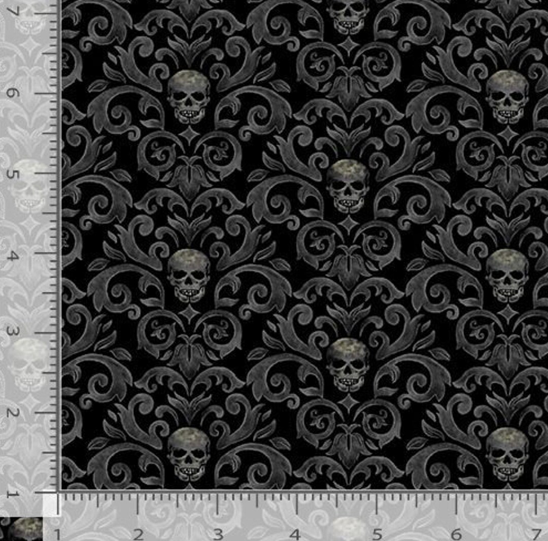 Gothic Skull Damask Fabric - Dark Elegant Pattern - Etsy