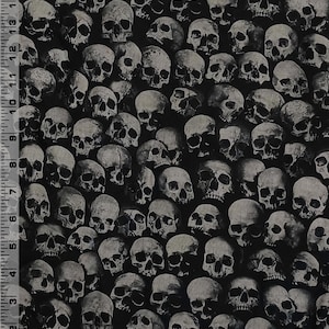 Gray Skull Gothic Fabric – Fabrics With Skulls – Continuous Cut Only ...