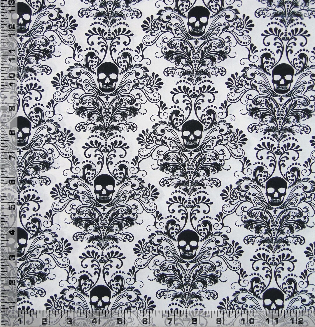 Black Skull Fabric– Skull Fabric by the Yard - Etsy