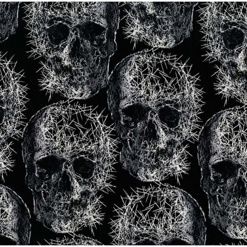 Gothic Skull Fabric Michael Miller Freak Out Skulls Grey - Etsy