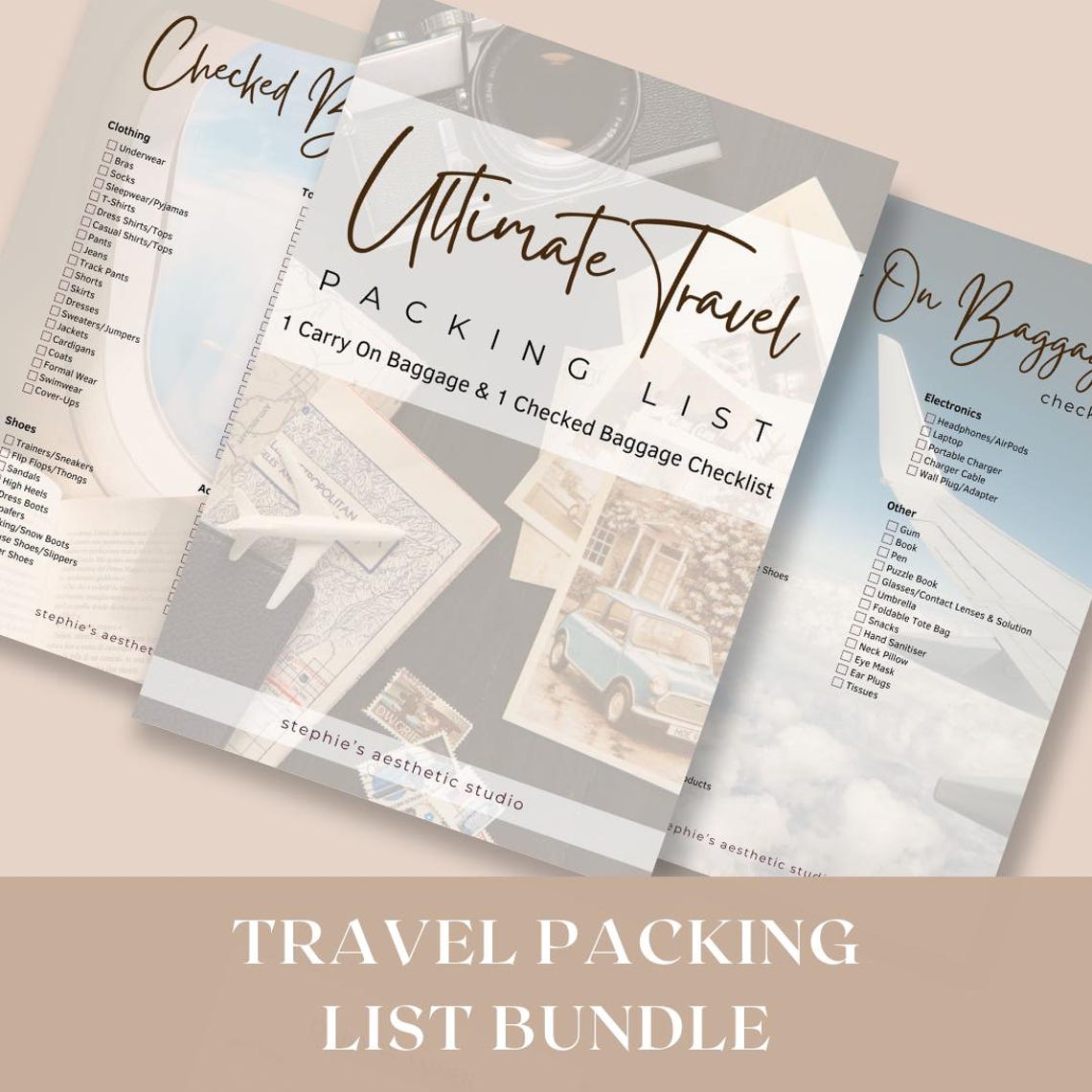 Ultimate Travel Packing Checklist Carry on & Checked Baggage Lists Printable Luggage ...