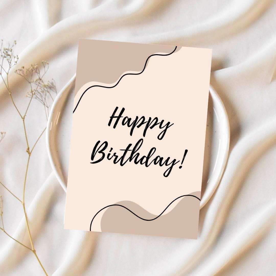 Happy Birthday Birthday Card, Aesthetic Card, PDF A5 Card, 2 Sided With ...