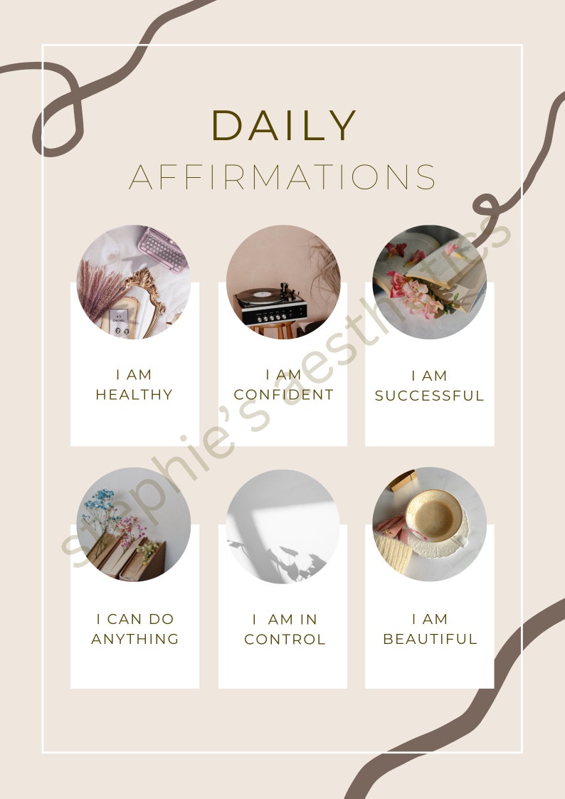 Daily Affirmation Poster Aesthetic Affirmation Cards A4 6 Pack Colours ...