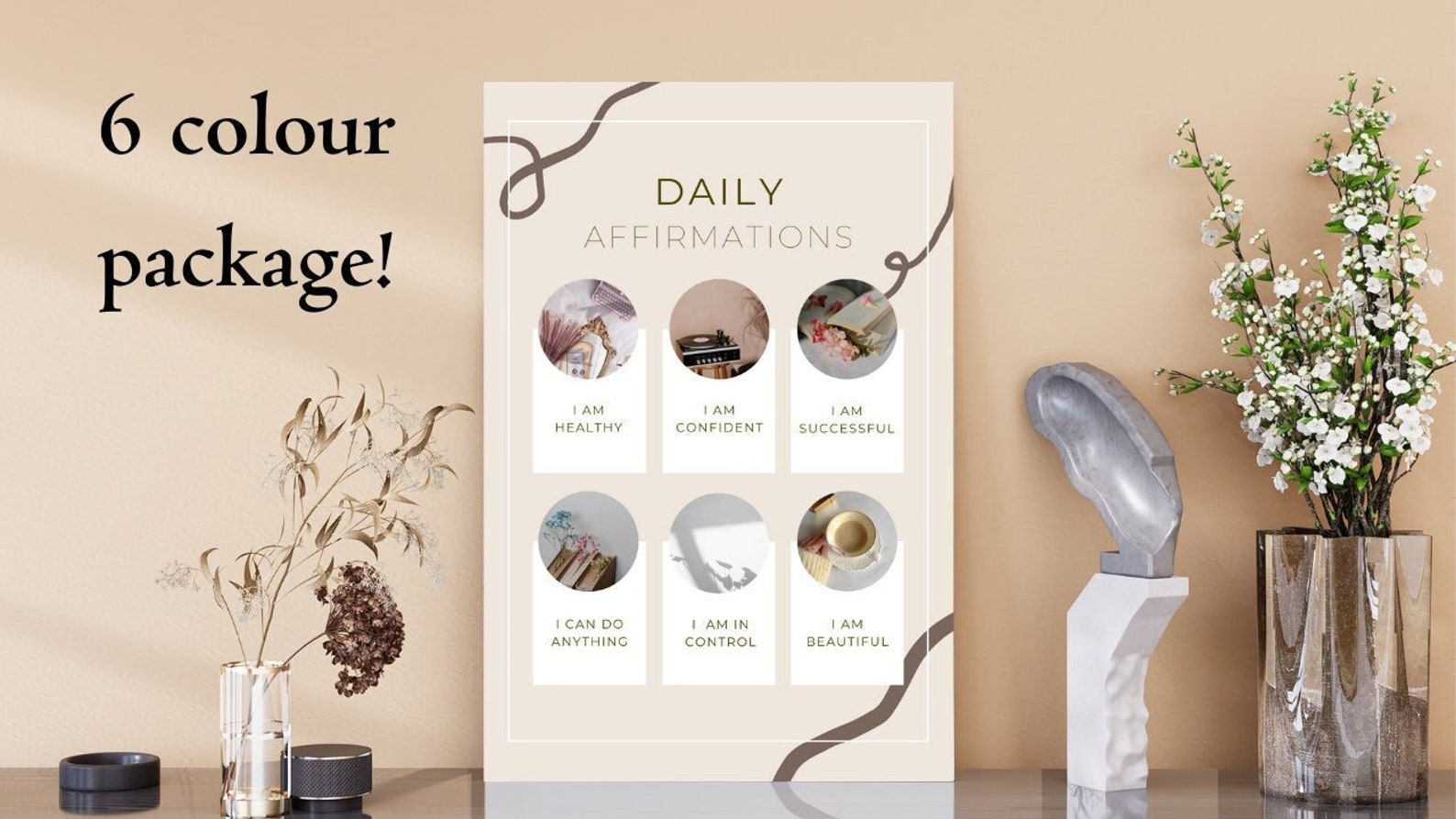 Daily Affirmation Poster Aesthetic Affirmation Cards A4 6 Pack Colours ...