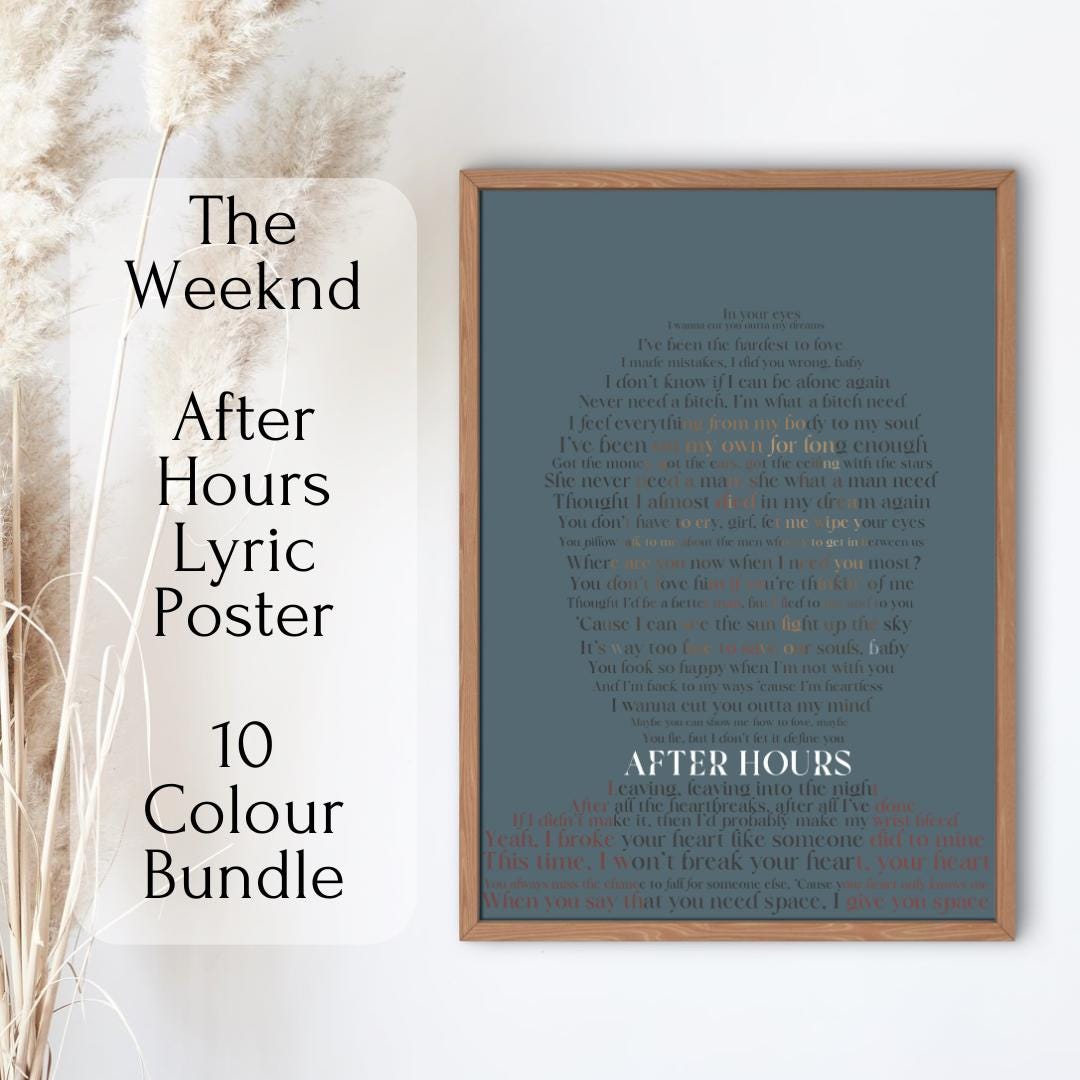 The Weeknd After Hours Album Cover Lyric Poster, Blinding Lights, Album ...