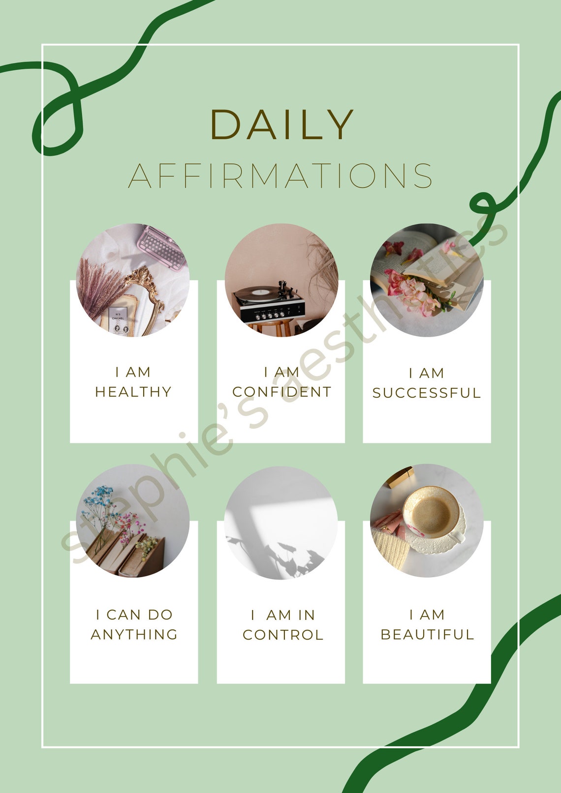 Daily Affirmation Poster Aesthetic Affirmation Cards A4 6 Pack Colours ...