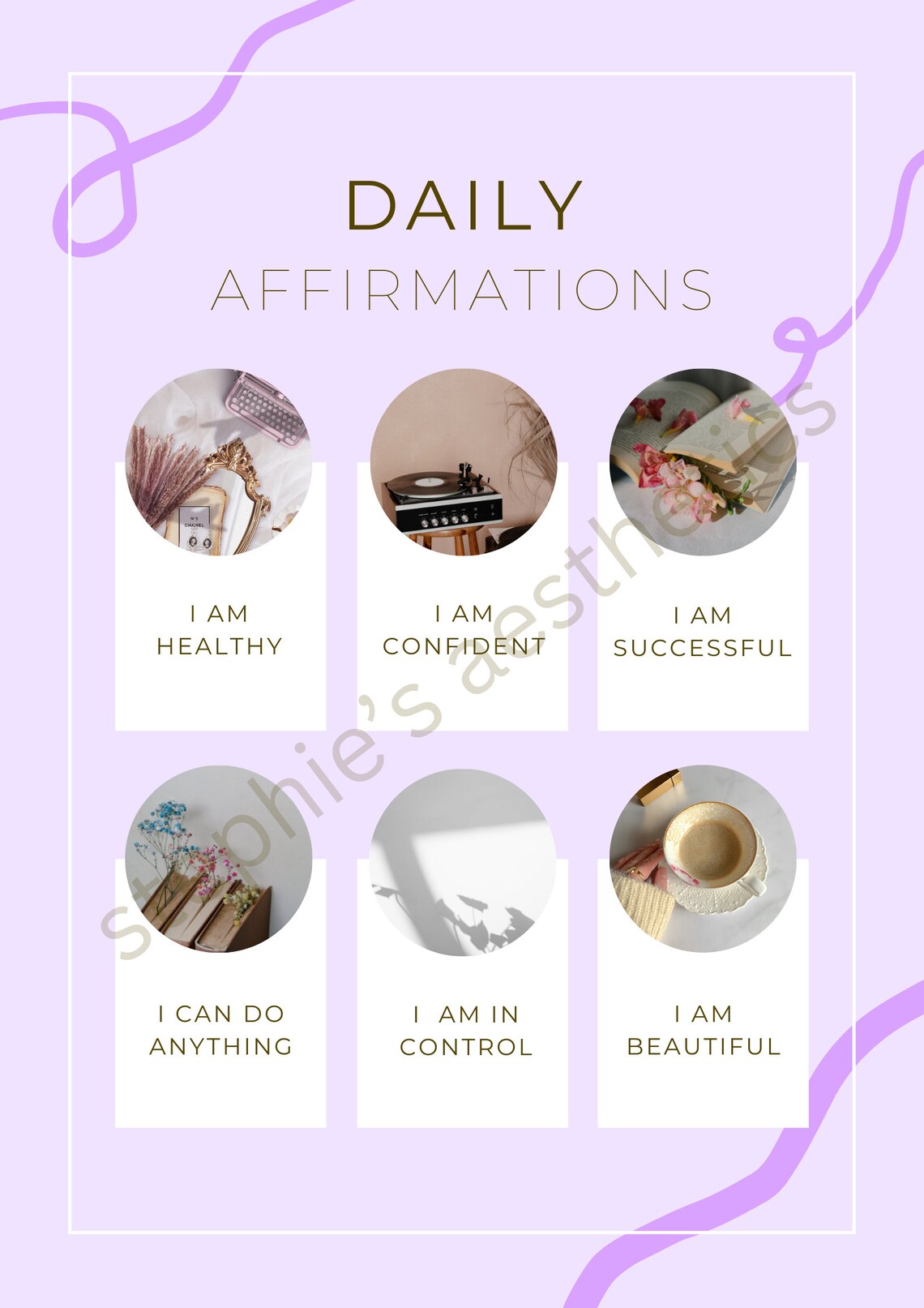 Daily Affirmation Poster Aesthetic Affirmation Cards A4 6 Pack Colours ...